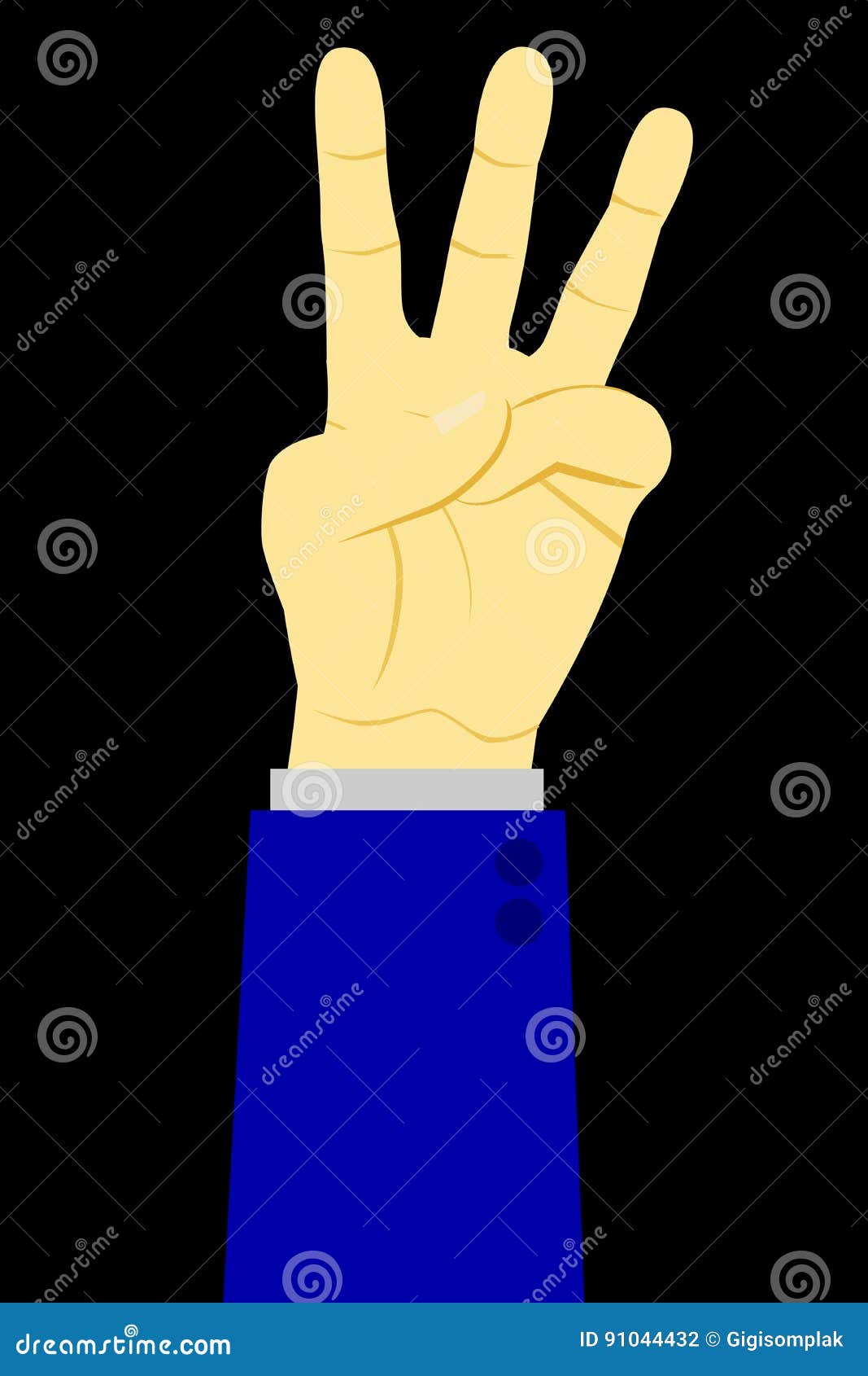 Counting or Vote Hand, Three Stock Vector - Illustration of creative ...