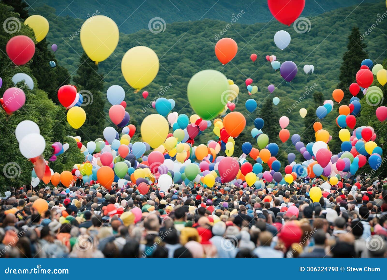 Countless Balloons are Released among the Crowd Stock Illustration ...