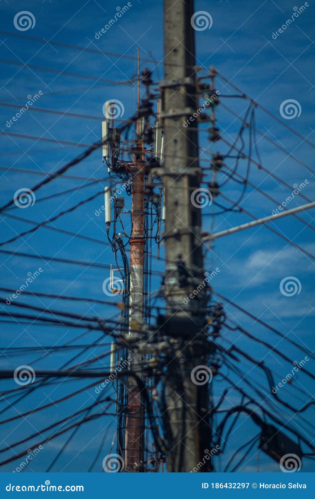 Countless Cables On One Pole. Visual Pollution In Large Cities By ...