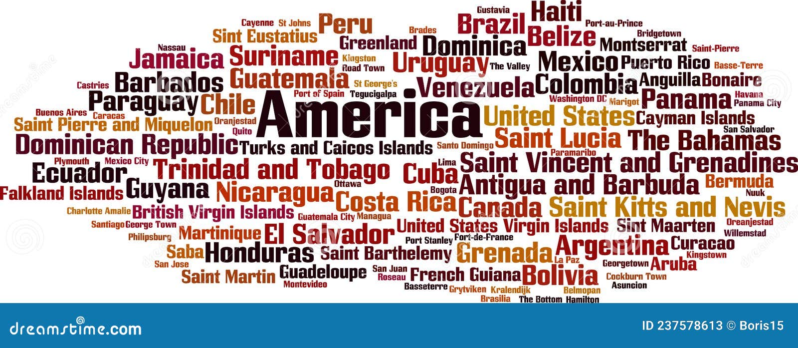 Countries in America Word Cloud Stock Vector - Illustration of concept ...
