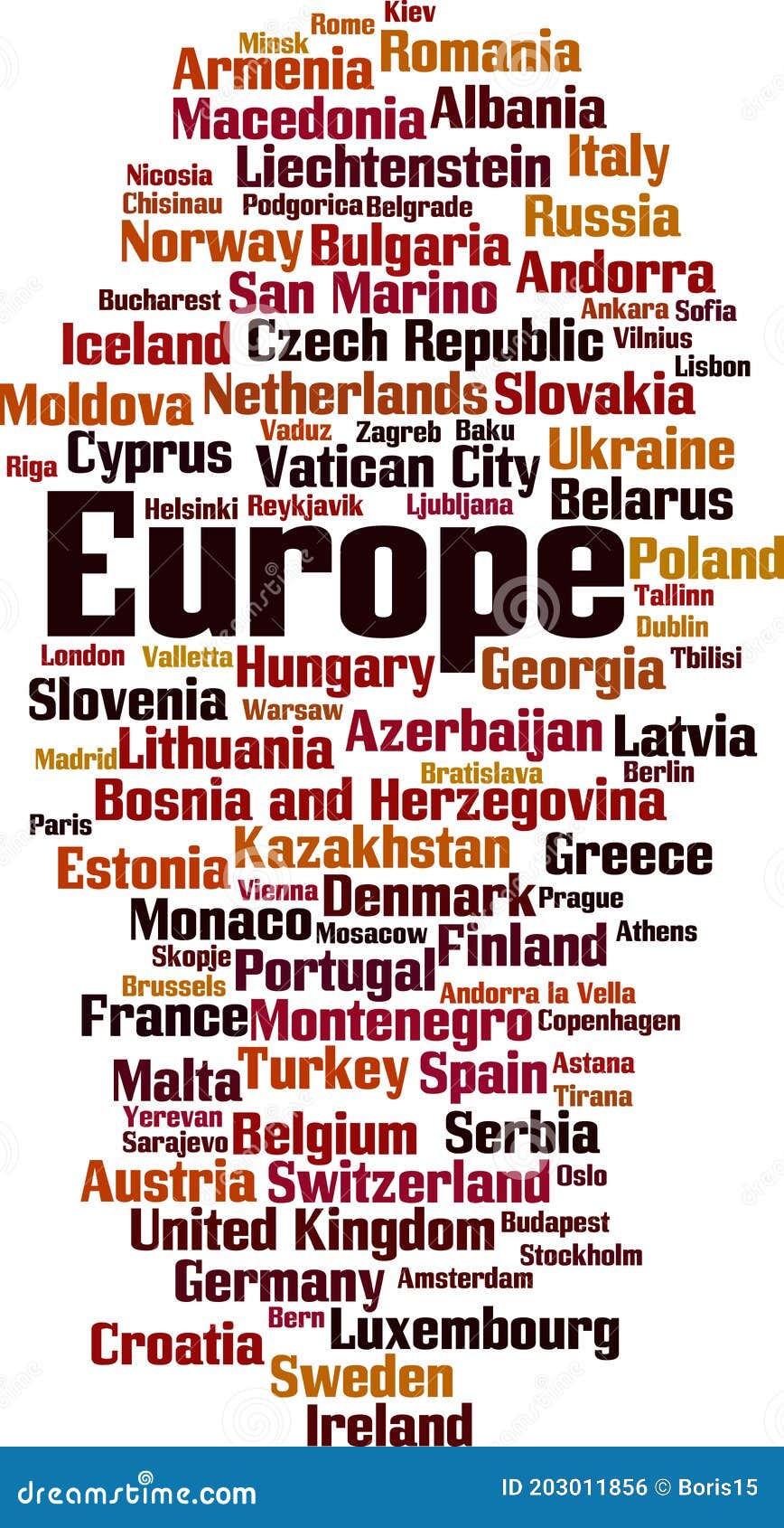 Countries in Europe Word Cloud Stock Vector - Illustration of continent ...