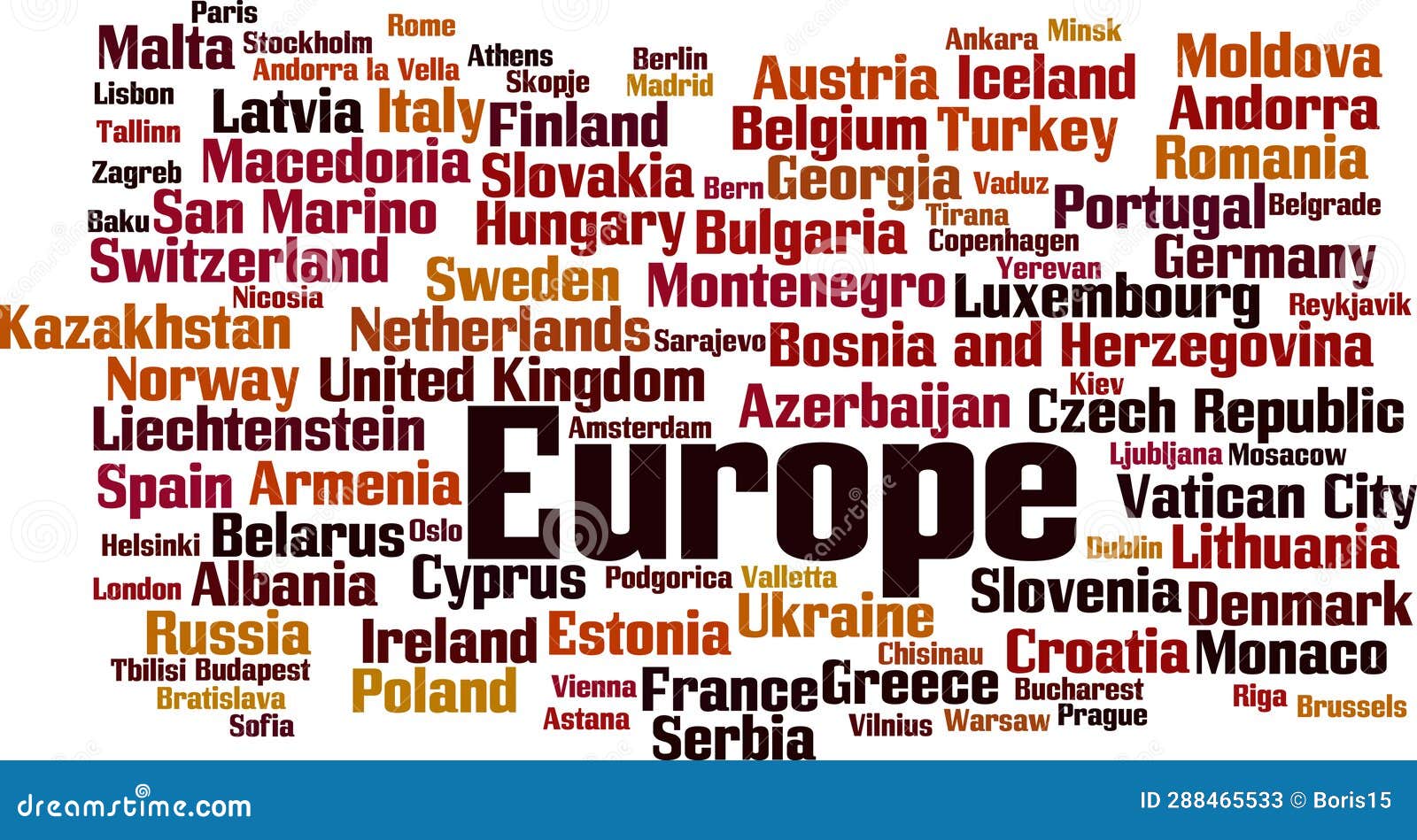Countries in Europe Word Cloud Stock Vector - Illustration of word ...