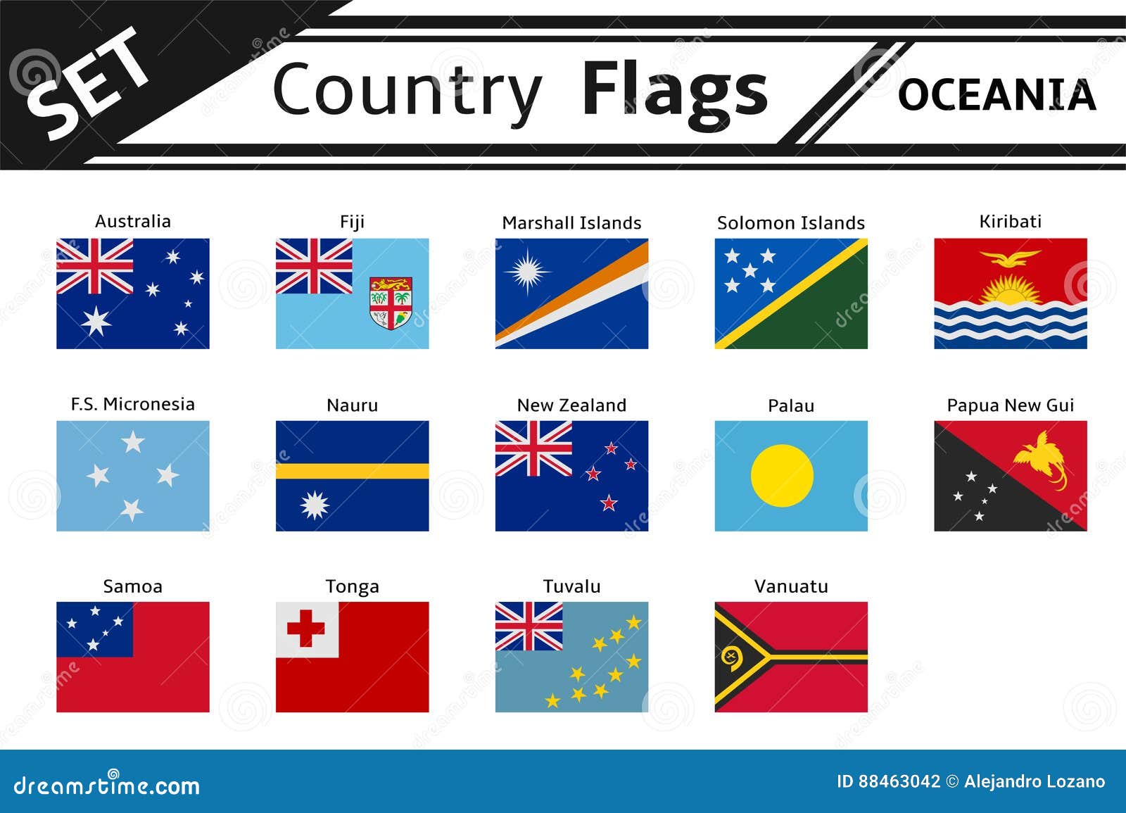 Flags Of Oceania, Countries In Original Colors Stock Photography ...