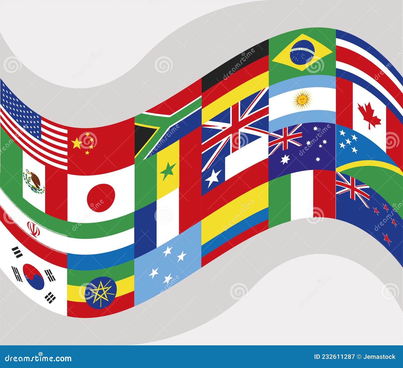 Countries flags waving stock vector. Illustration of patriotic - 232611287