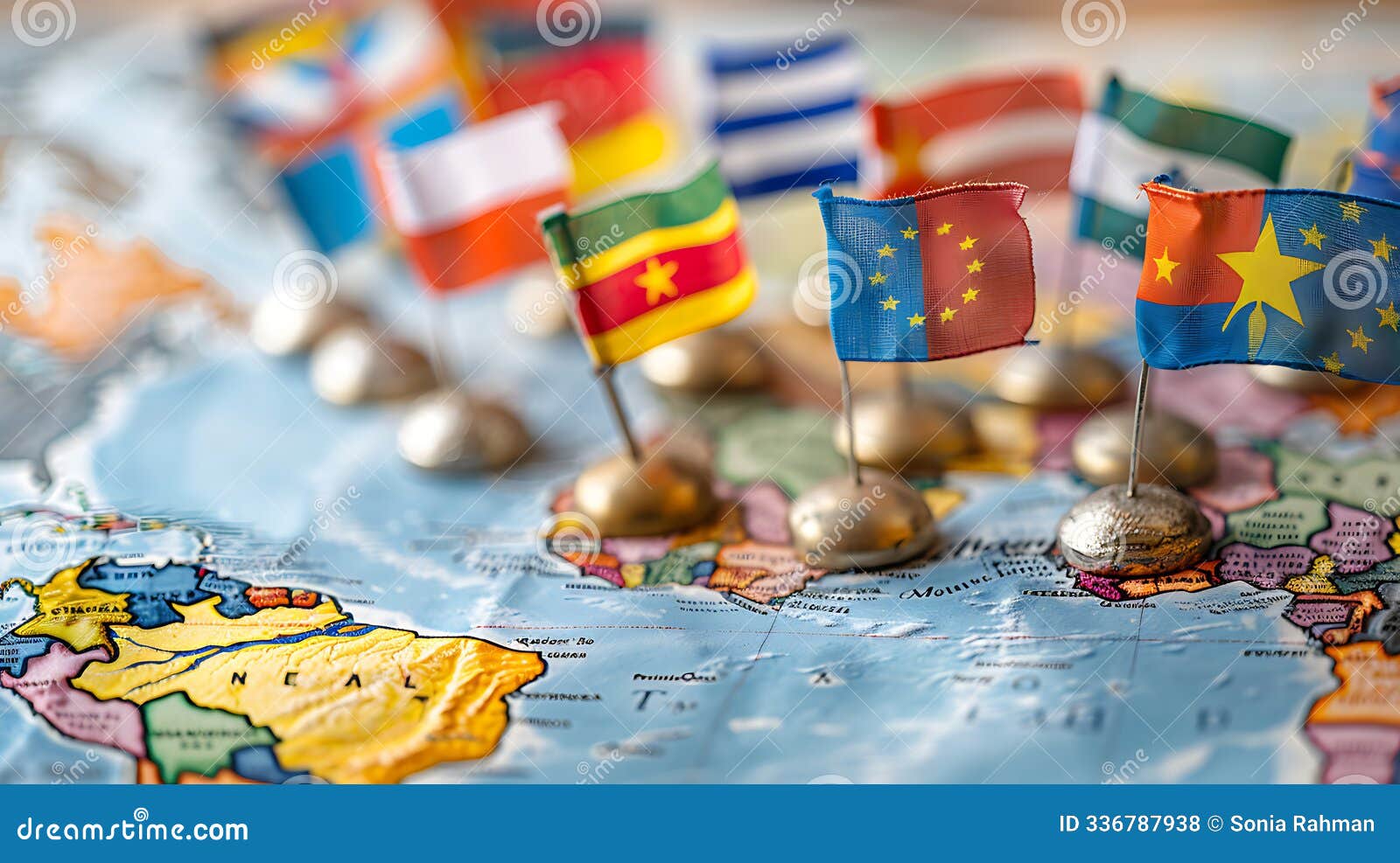 Countries Map with Flags Europe Stock Illustration - Illustration of ...