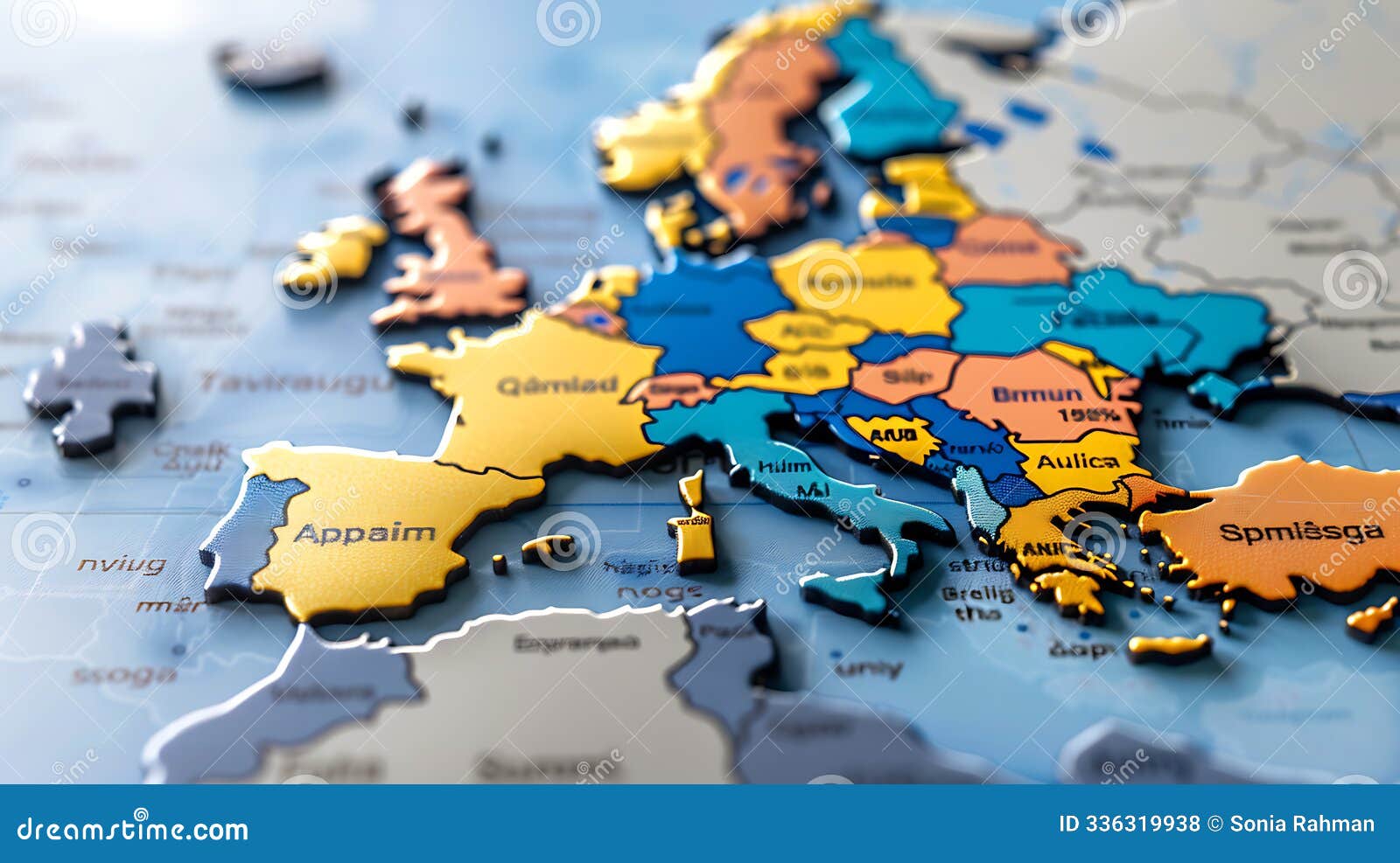 Countries Map with Flags Europe Stock Illustration - Illustration of ...