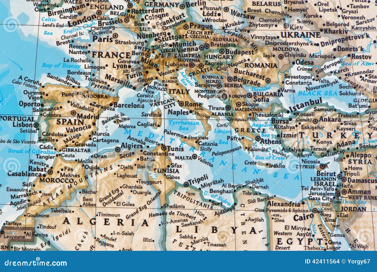 The Countries of the Mediterranean Stock Photo - Image of border ...