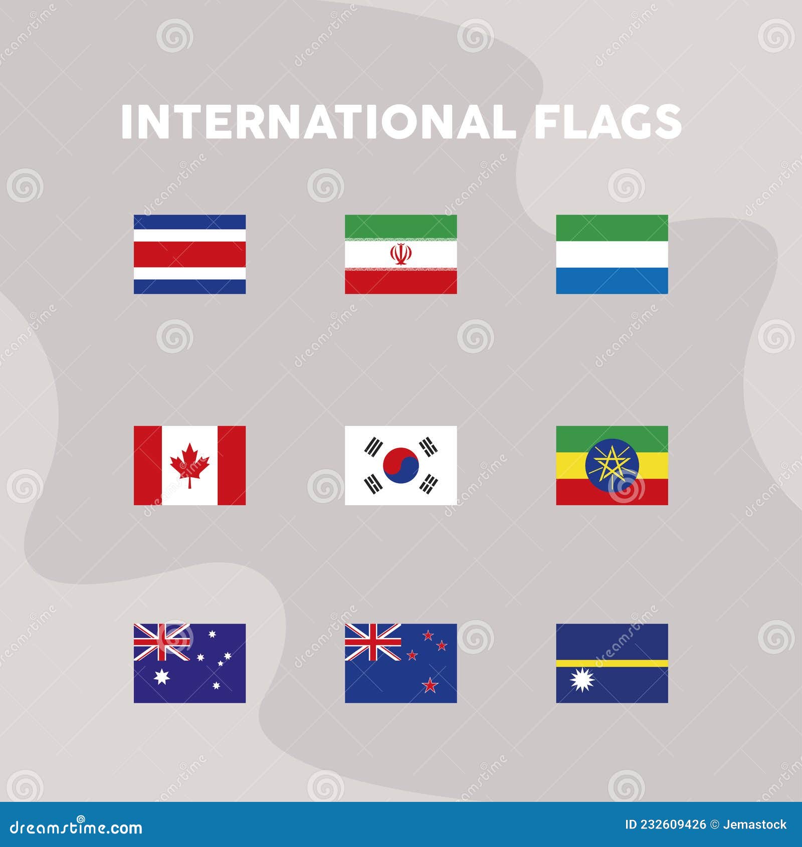 Countries Nations Nine Flags Stock Vector - Illustration of colors ...