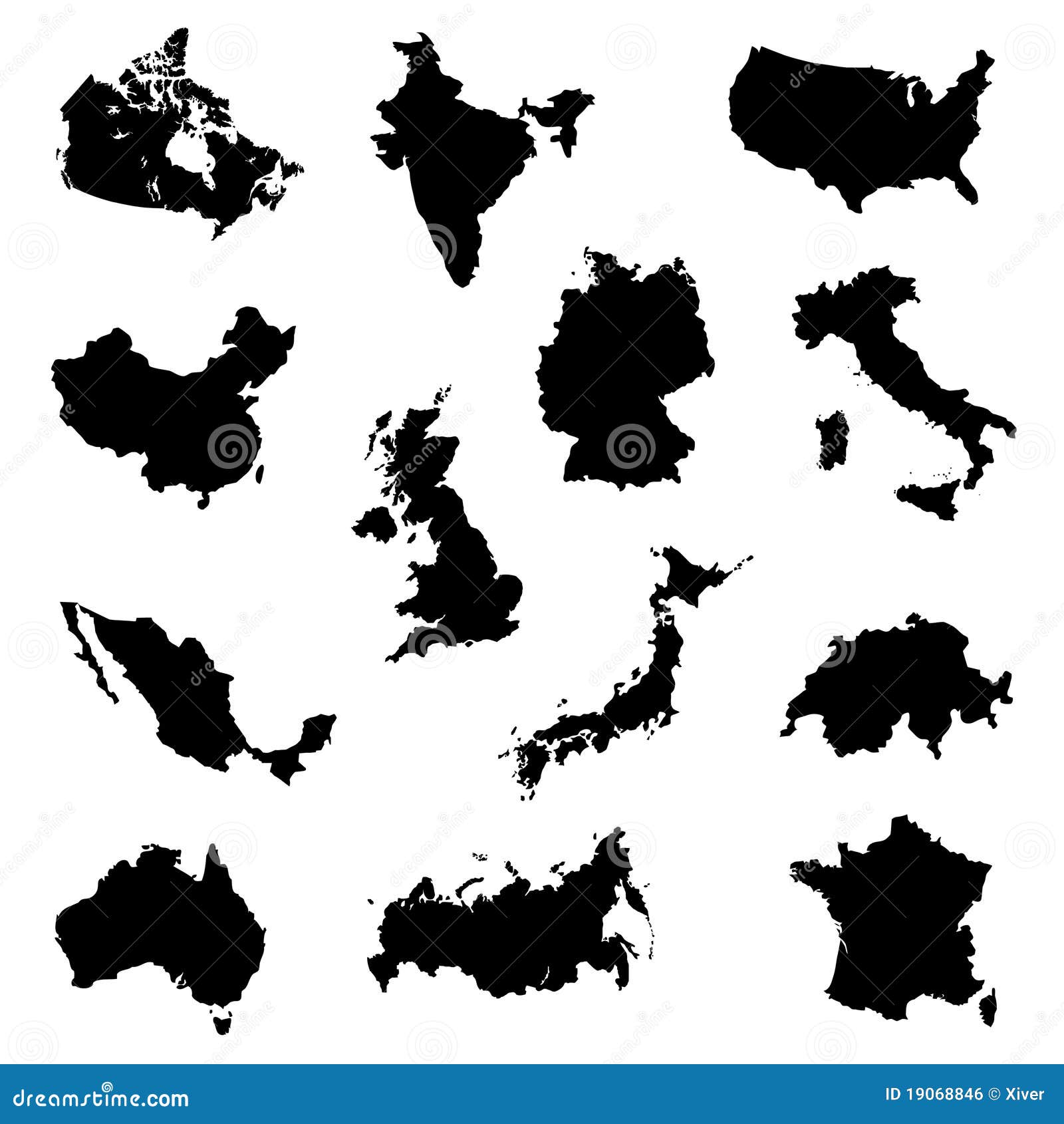 Countries silhouettes stock vector. Illustration of atlas - 19068846