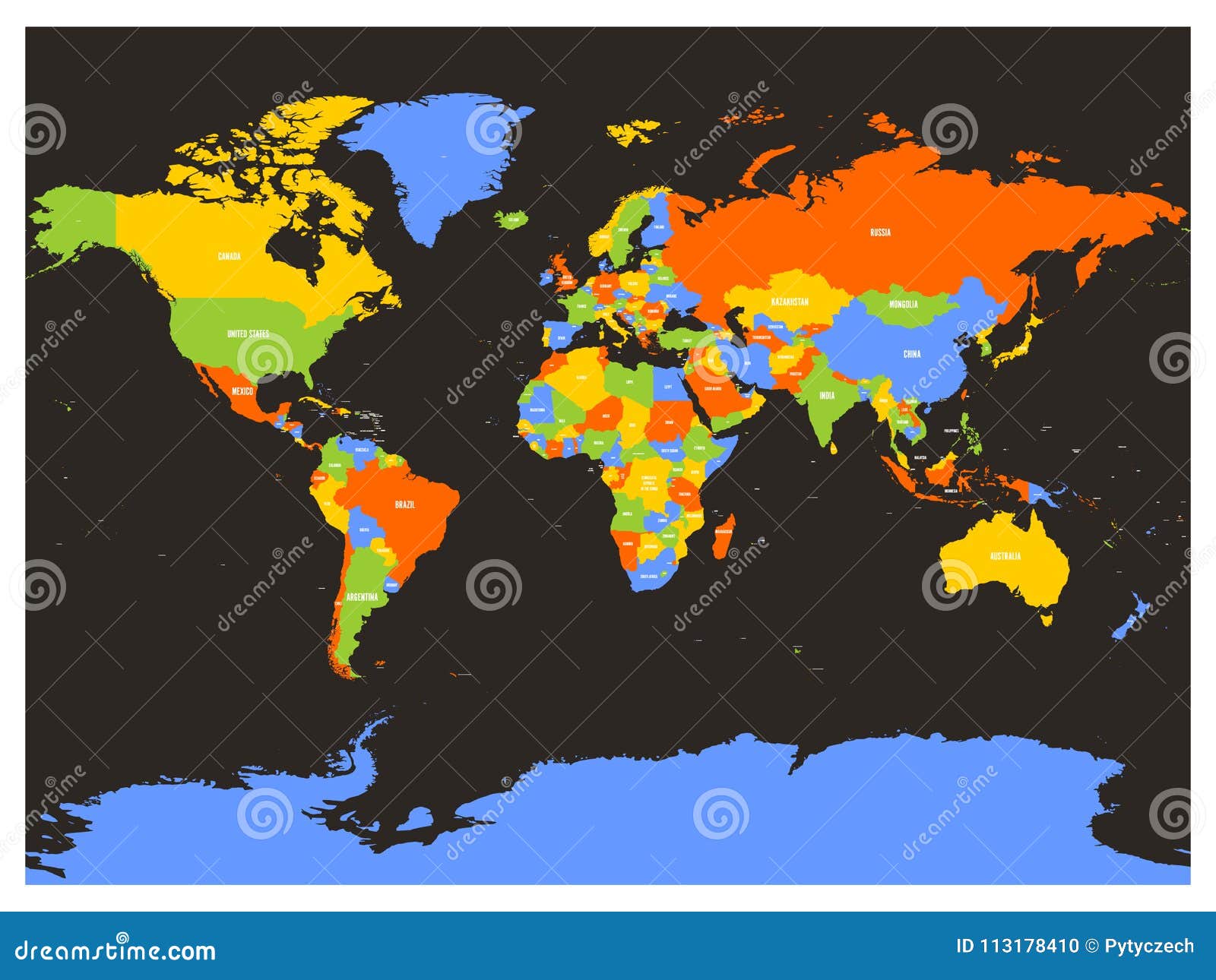 Countries of the World. Colorful Vector Map Stock Vector - Illustration ...