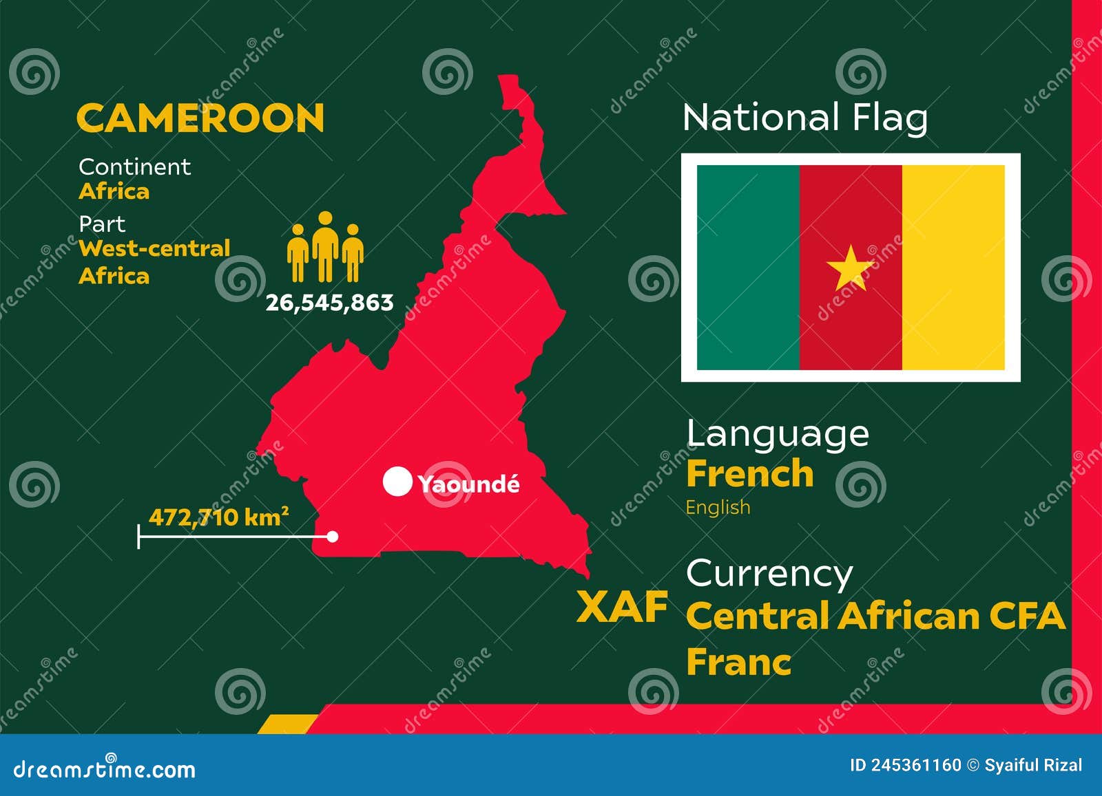 Cameroon Infographic Map stock vector. Illustration of isolated - 245361160