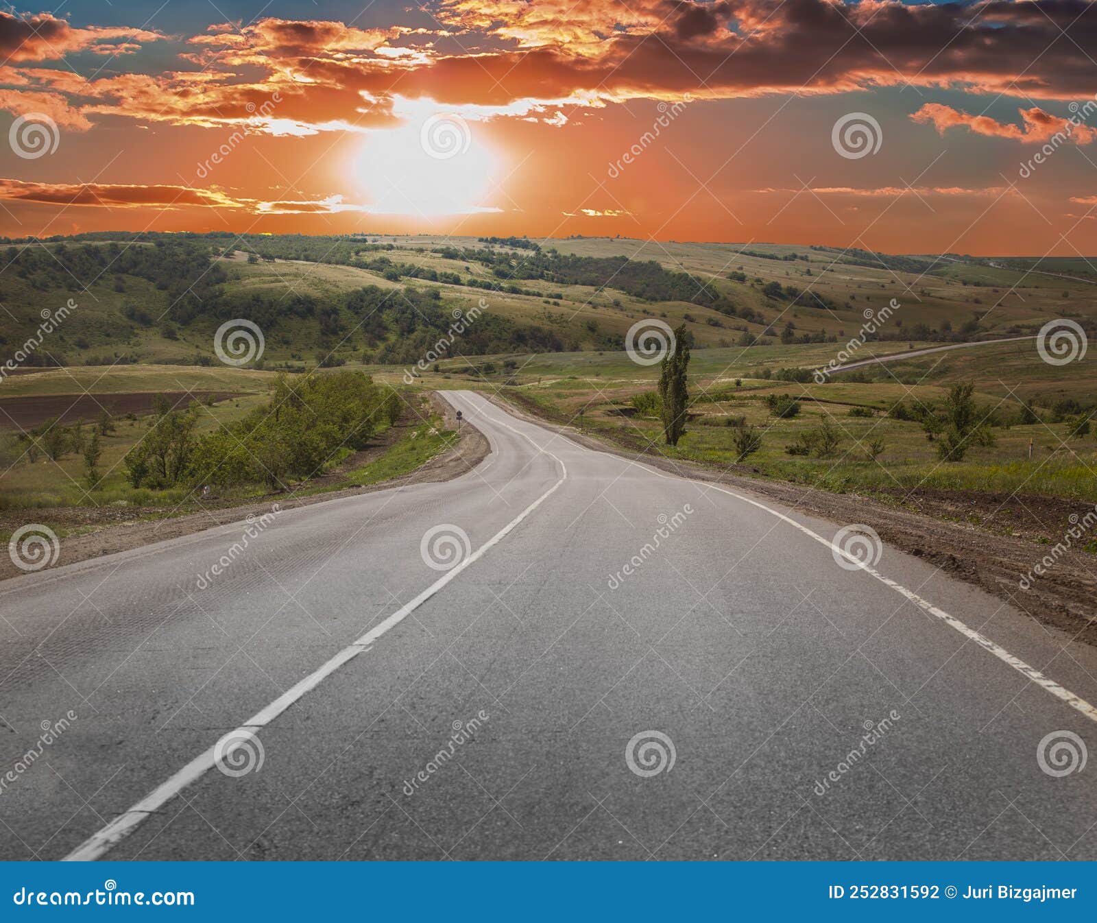 Country Asphalt Road at Sunset Stock Photo - Image of nature, country ...