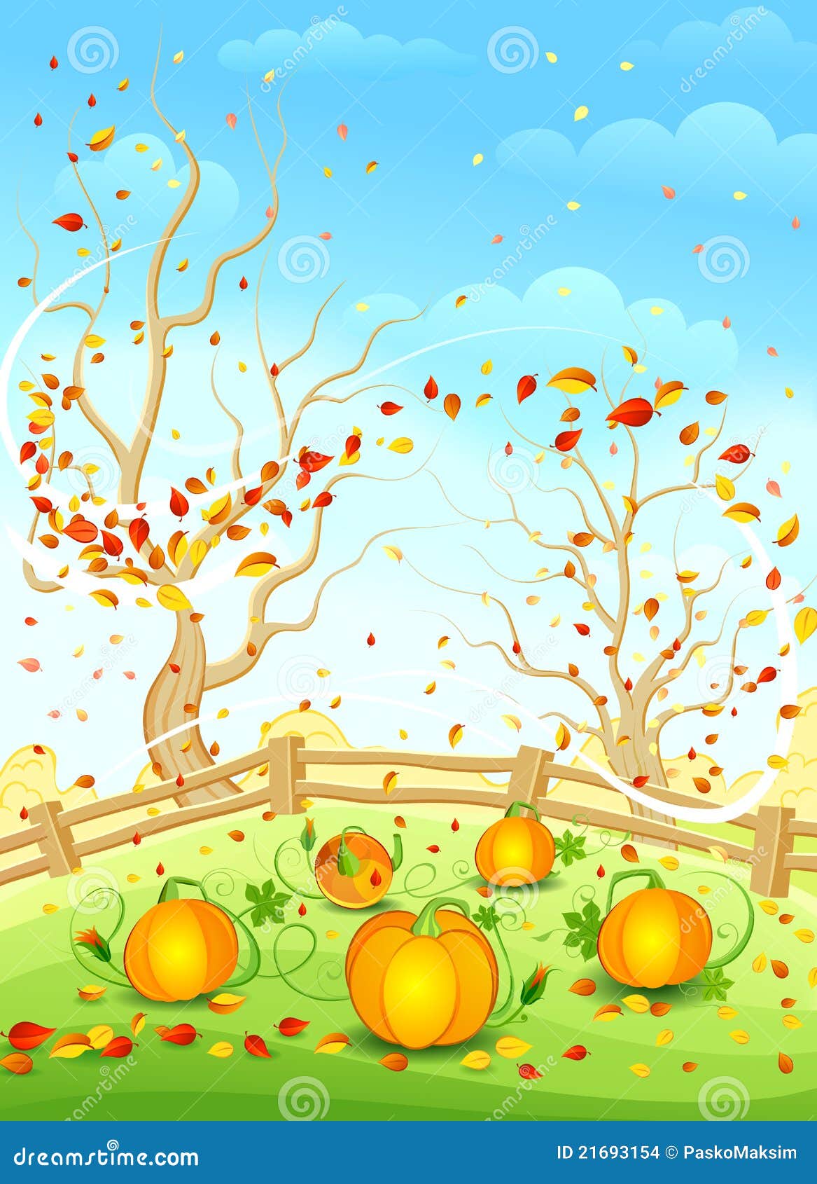 Country Autumn Illustration Stock Vector - Illustration of cheerful ...