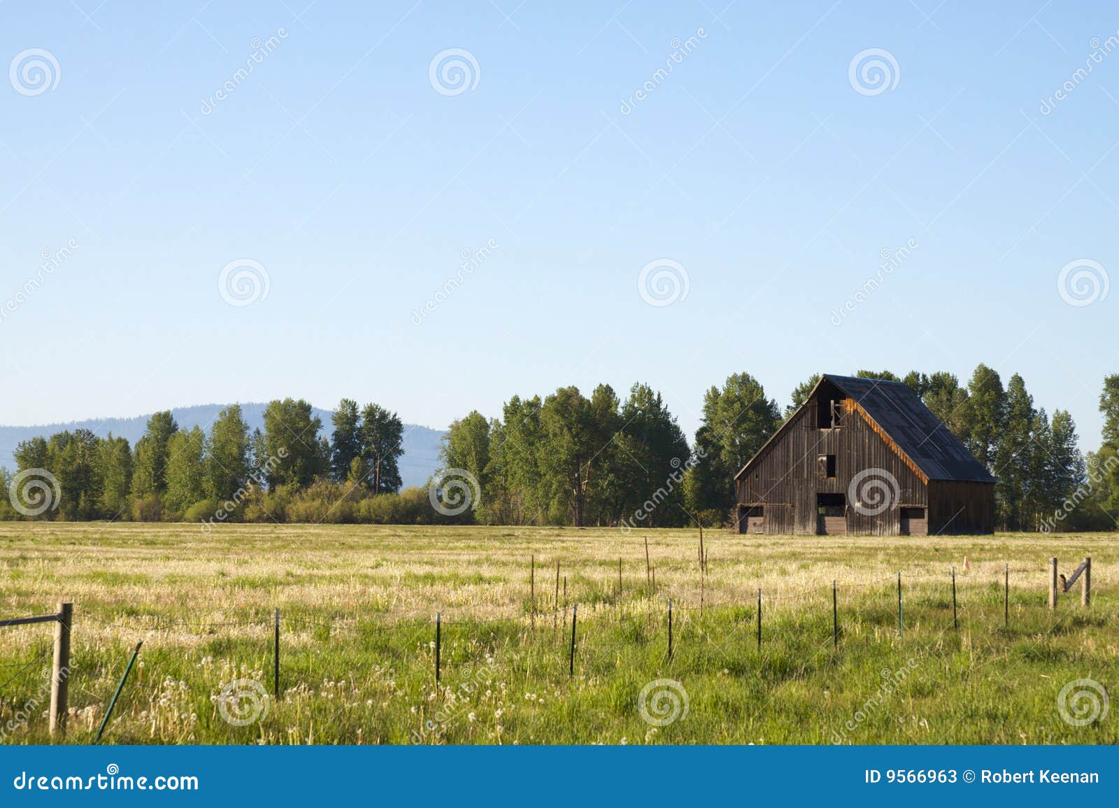 Country Barn in Field stock image. Image of country, blue - 9566963