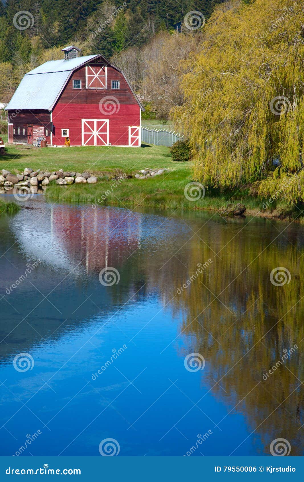 Country Barn with water stock photo. Image of panel, architecture ...