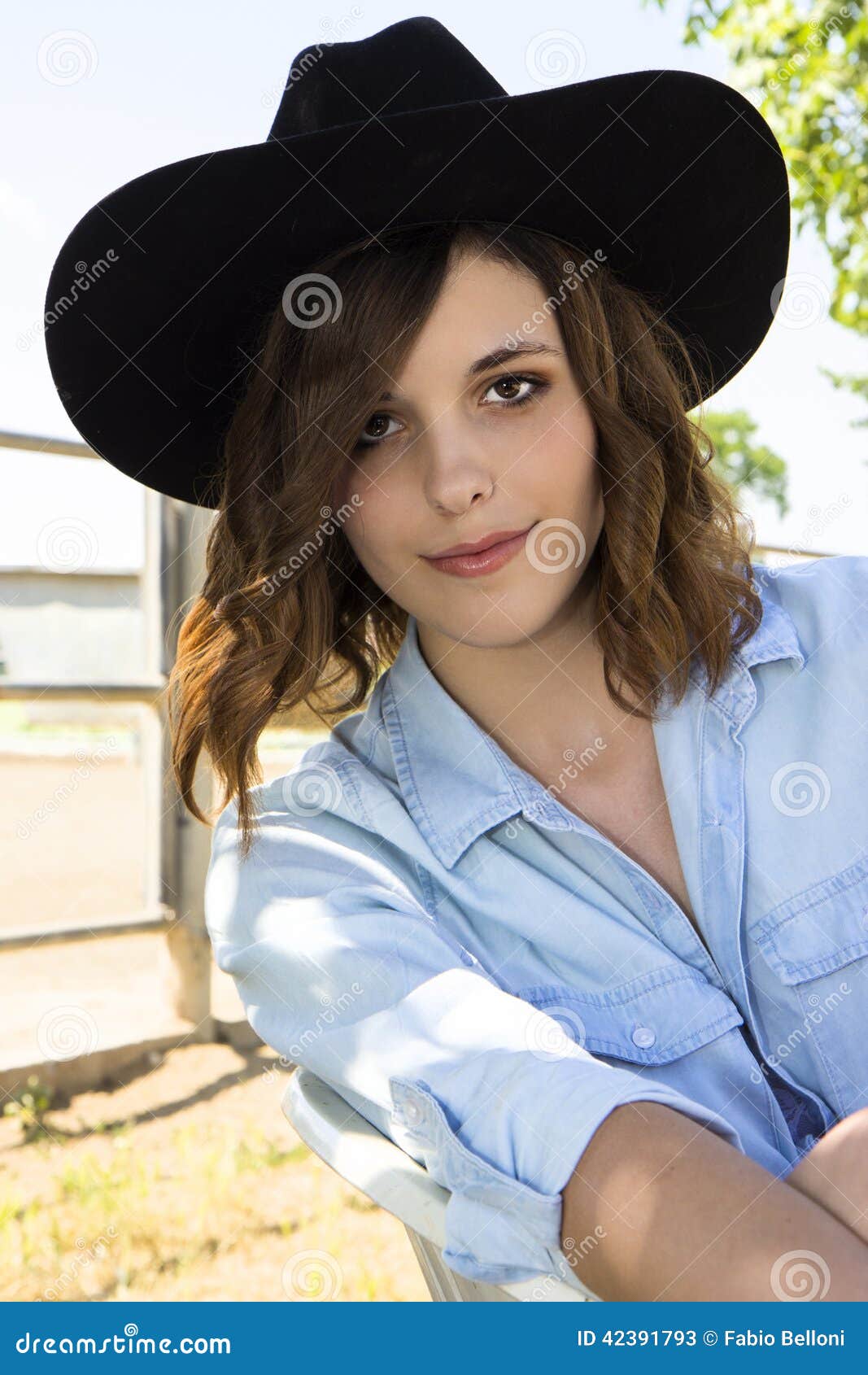 Country stock image. Image of happy, brunette, countryside - 42391793