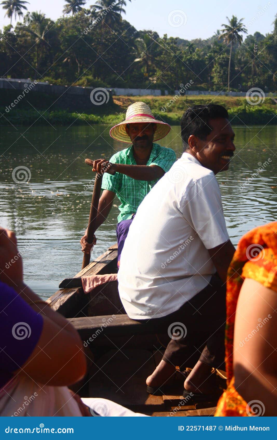 Country Boat Driver Transporting People Over River Editorial ...
