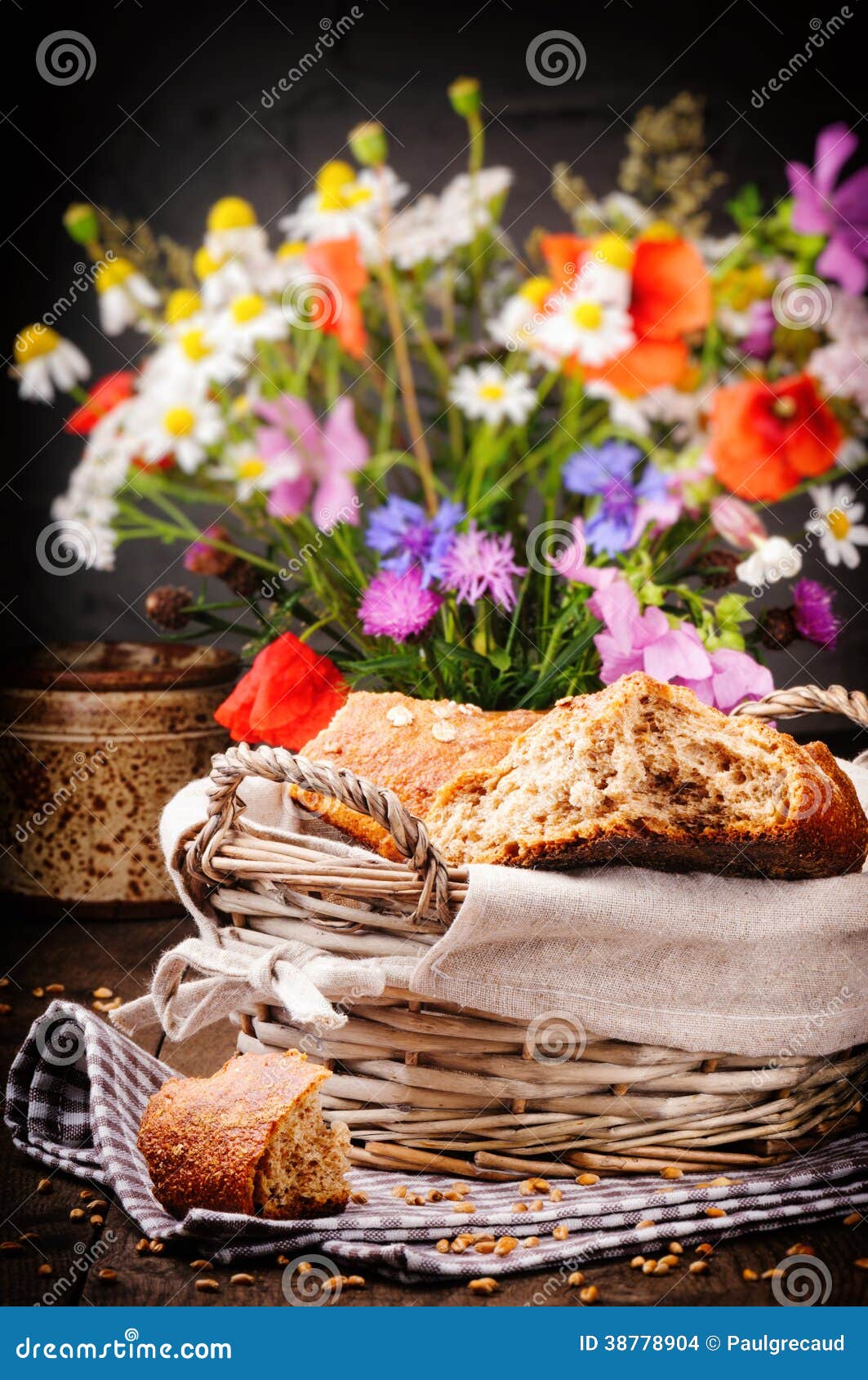 Country Breakfast with Fresh Bread Stock Photo - Image of closeup ...