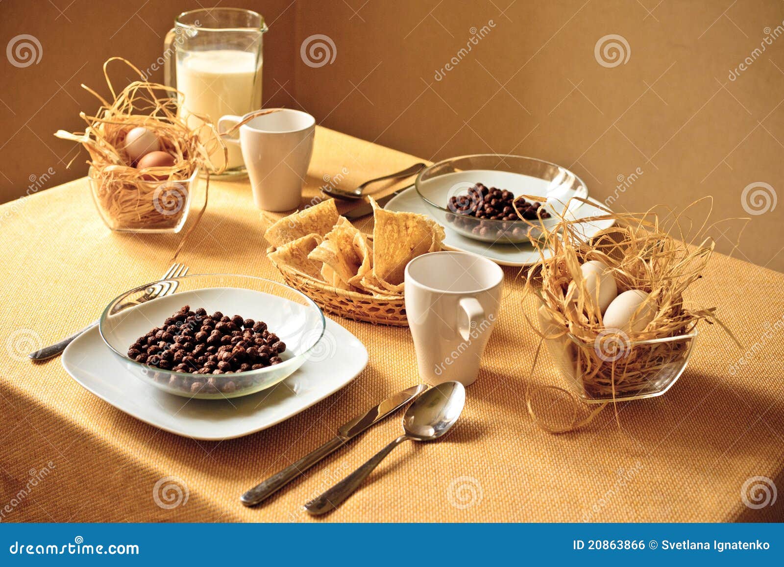 Country Breakfast Tableware Stock Photo - Image of kitchenware, design ...