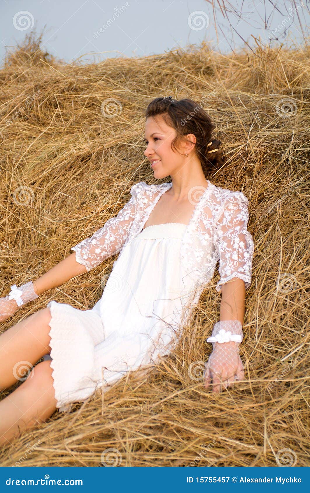 Country bride on haystack stock image. Image of beauty - 15755457