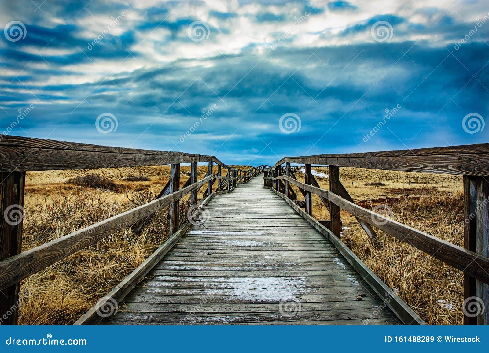 Country Bridge Located in the Middle of a Fall Field Under the Cloudy ...