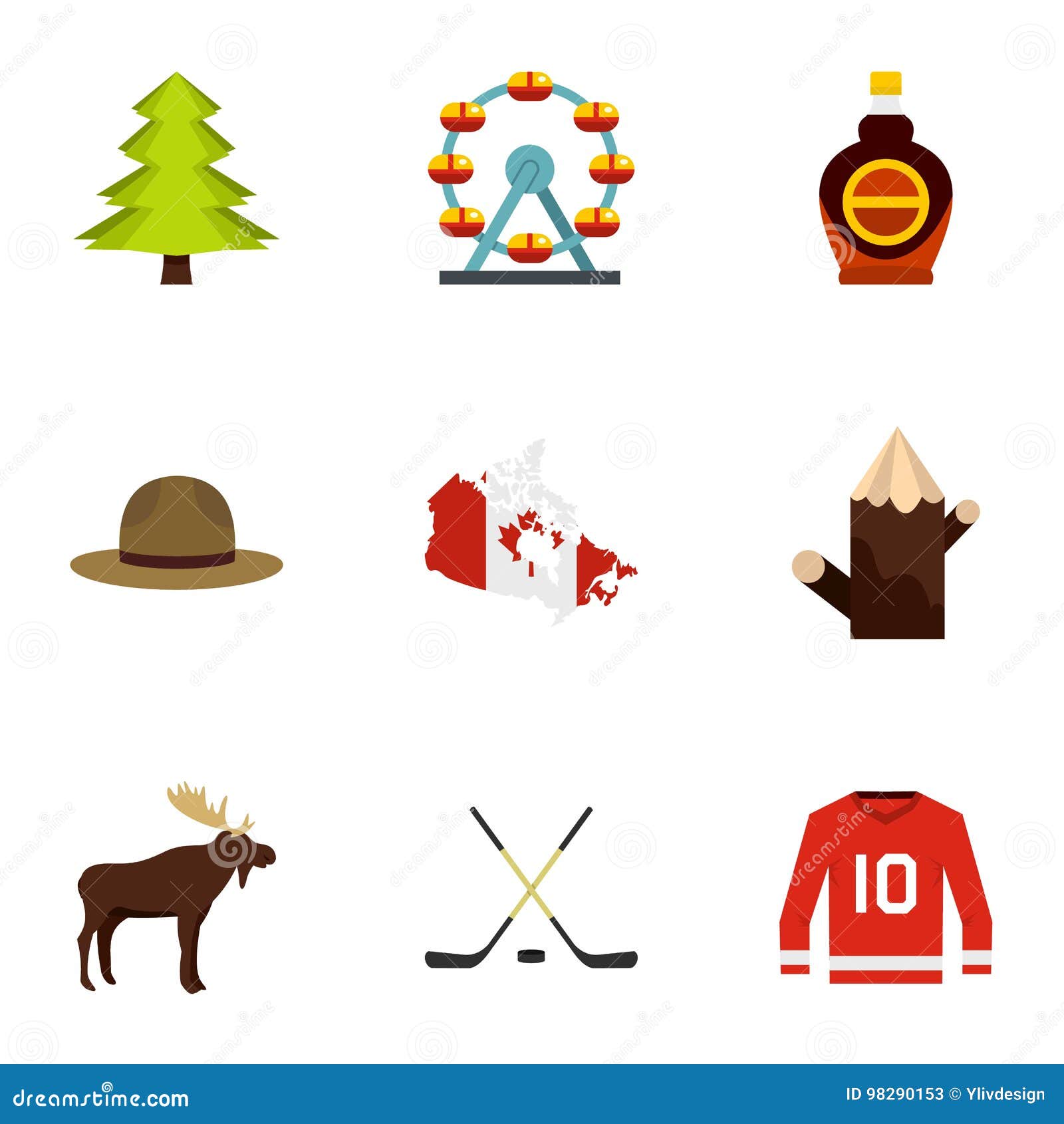 Country of Canada Icon Set, Flat Style Stock Vector - Illustration of ...