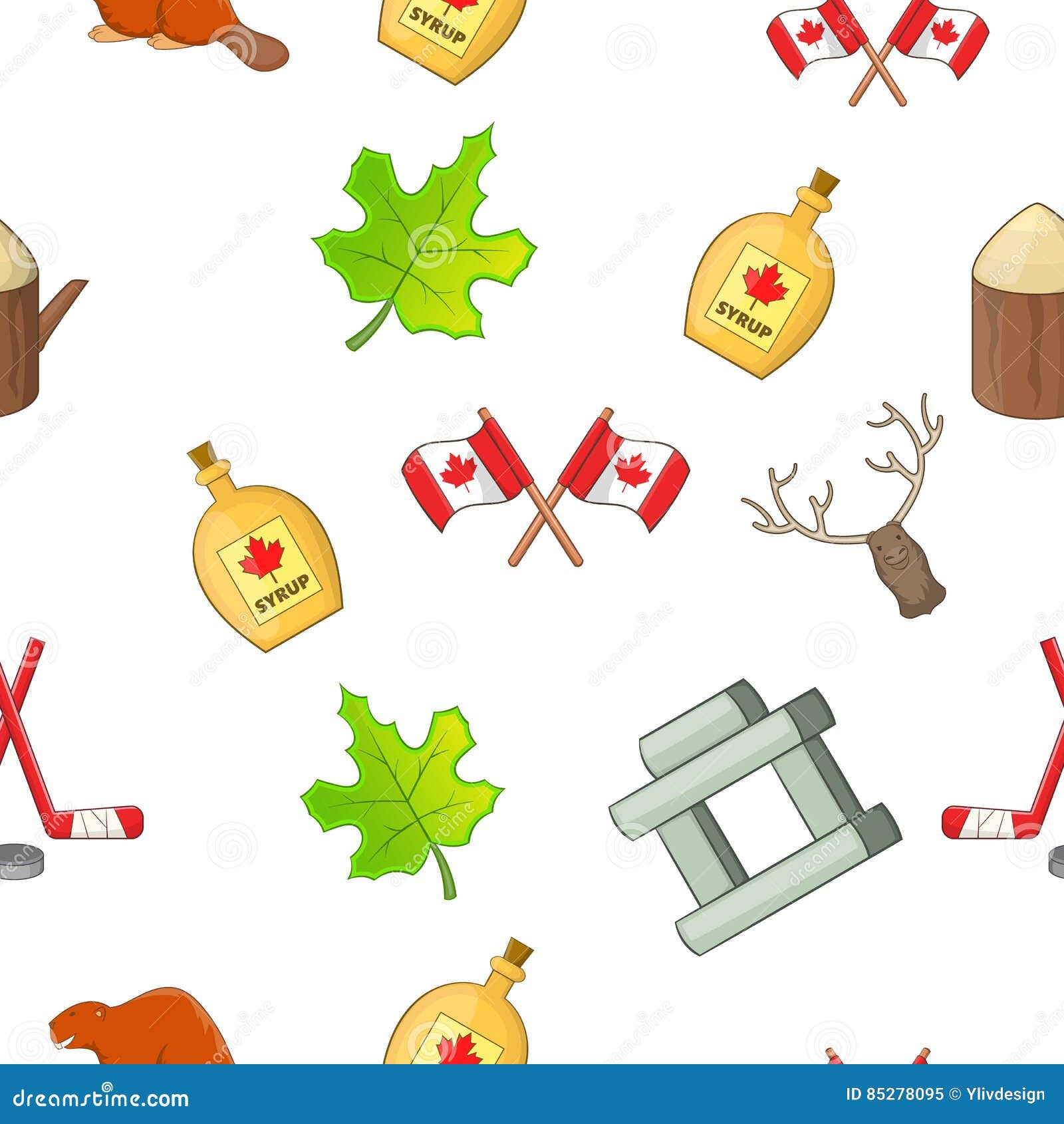Country Canada Pattern, Cartoon Style Stock Vector - Illustration of ...