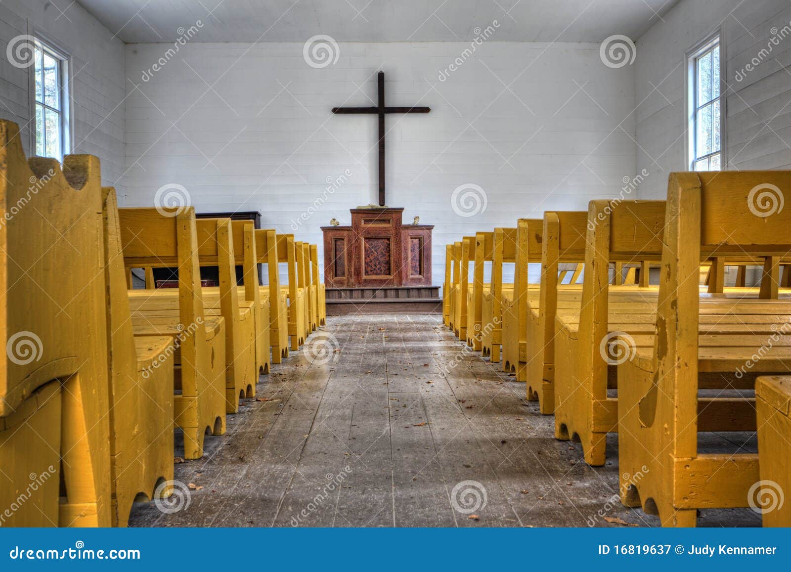 Country church interior stock image. Image of white, bench - 16819637