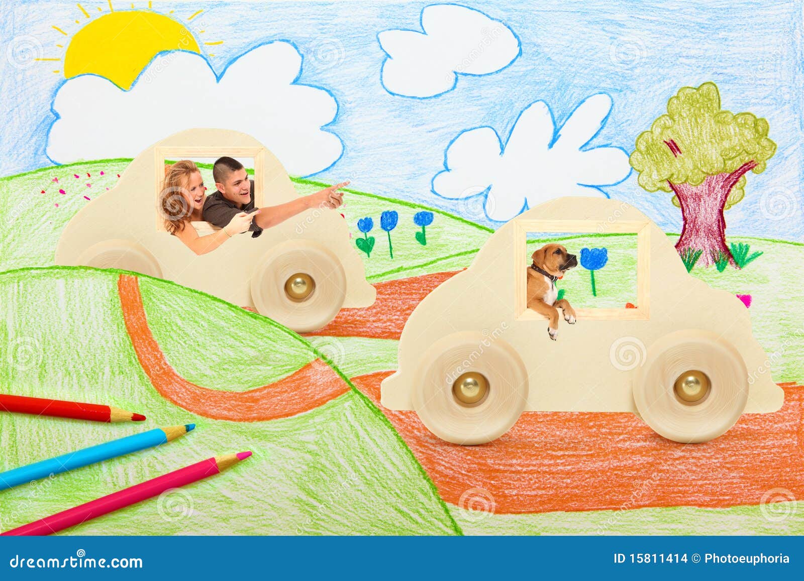 Country Drive stock illustration. Illustration of green - 15811414