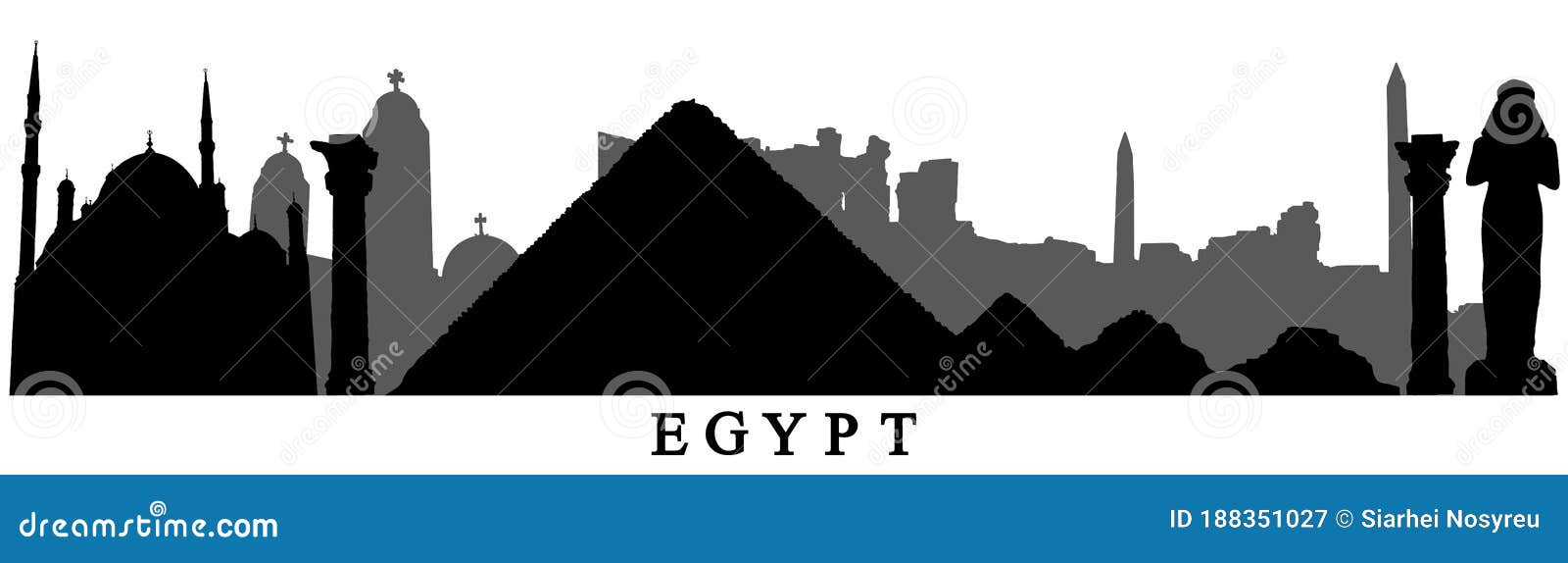 Country Egypt, Silhouettes of Buildings of Egypt. Vector Illustration ...