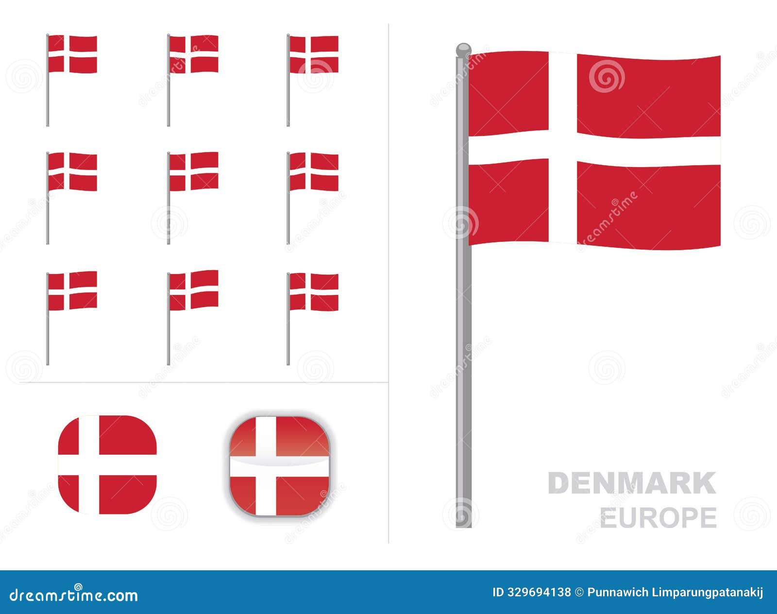 Denmark Flag Country Waving Animation App Icon Vector Stock Vector ...