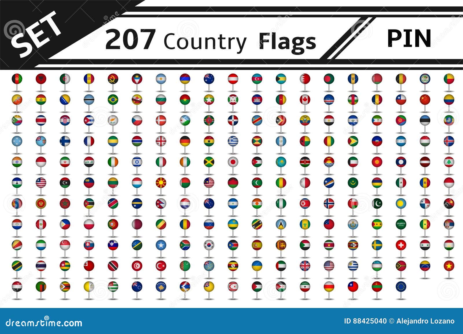 207 country flag pin stock vector. Illustration of sign - 88425040