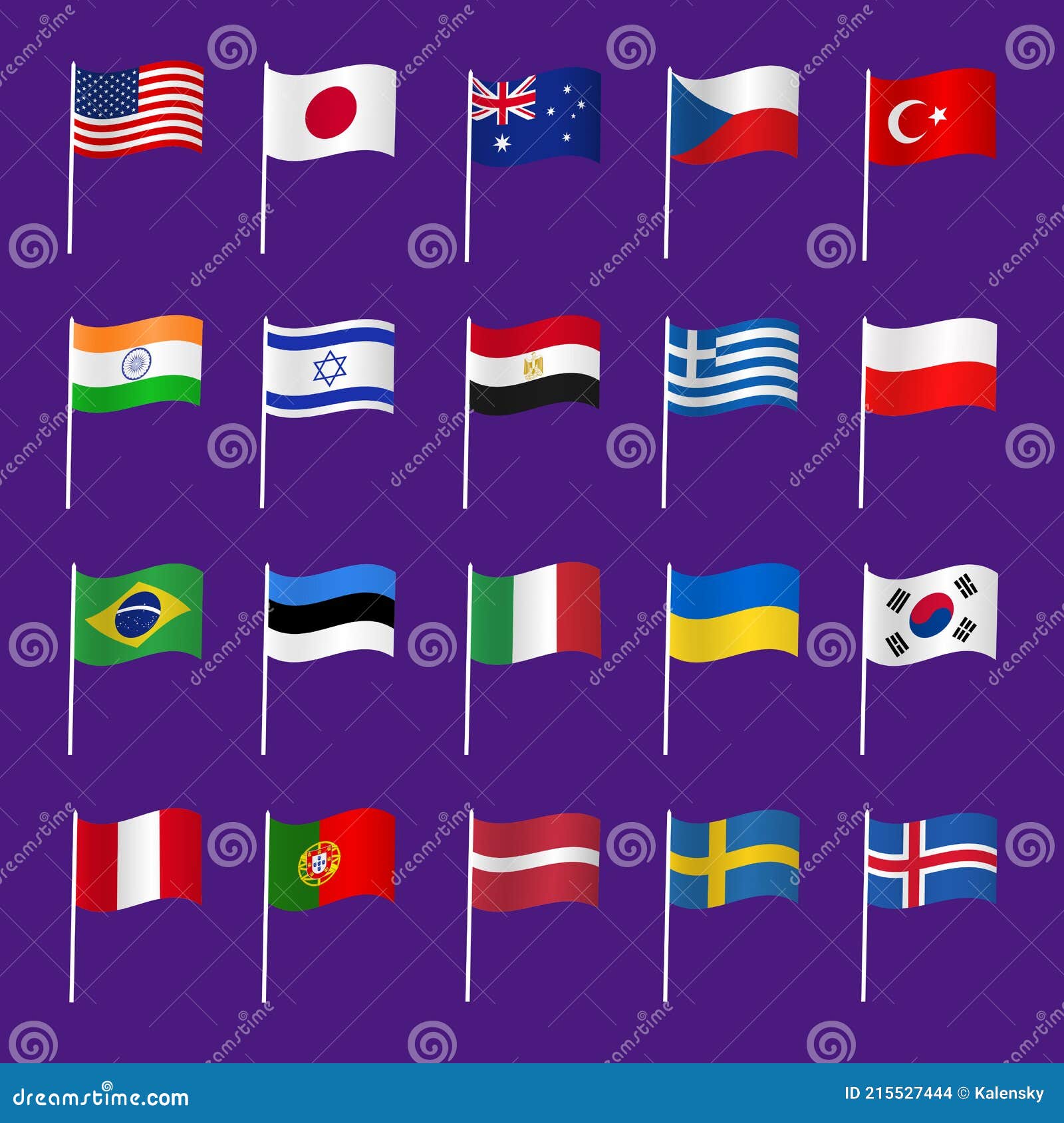 Country flags stock vector. Illustration of flat, education - 215527444