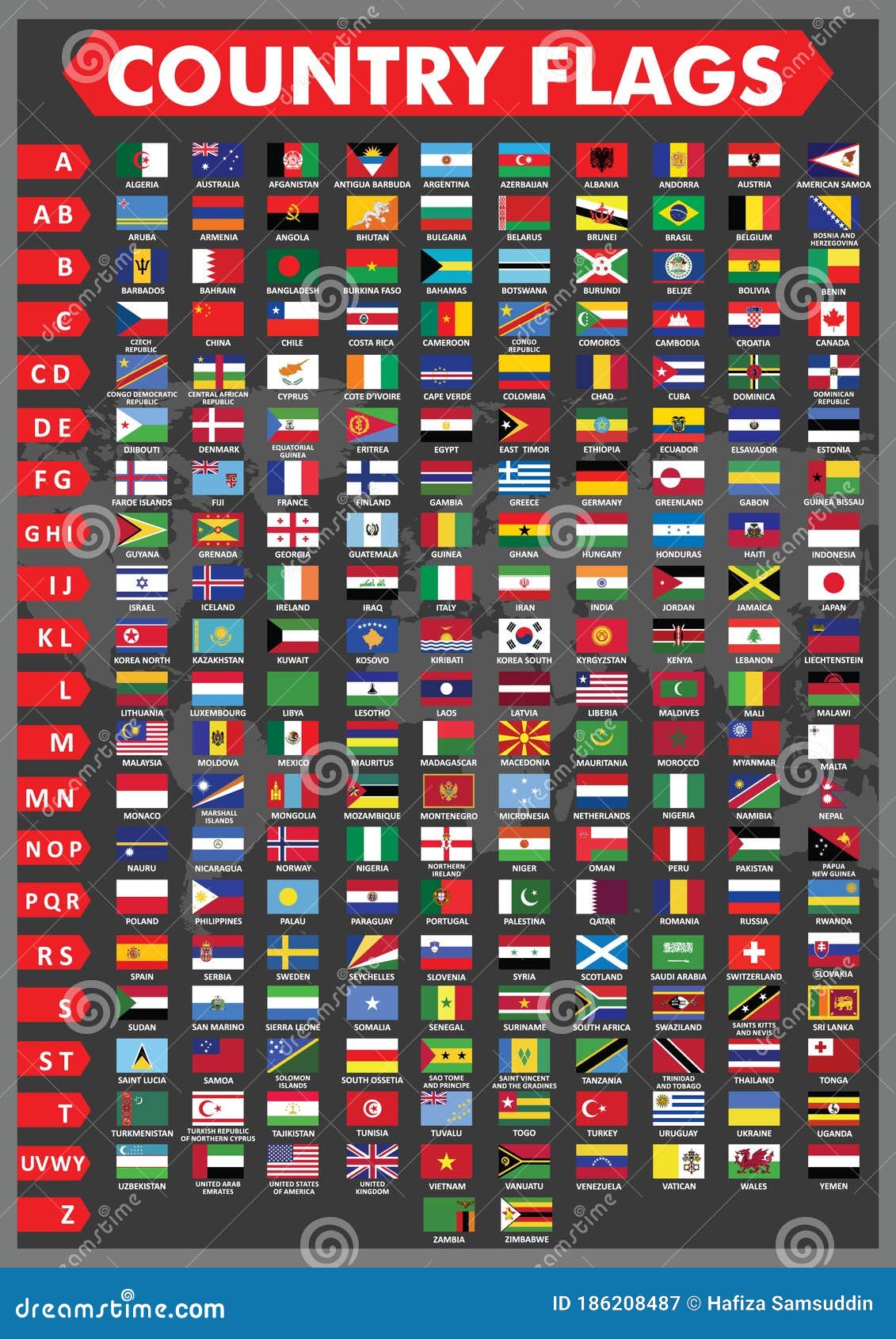 Country Flags in Alphabetical Order. Vector Illustration Decorative ... Country Flags in Alphabetical Order. Vector Illustration Decorative ...
