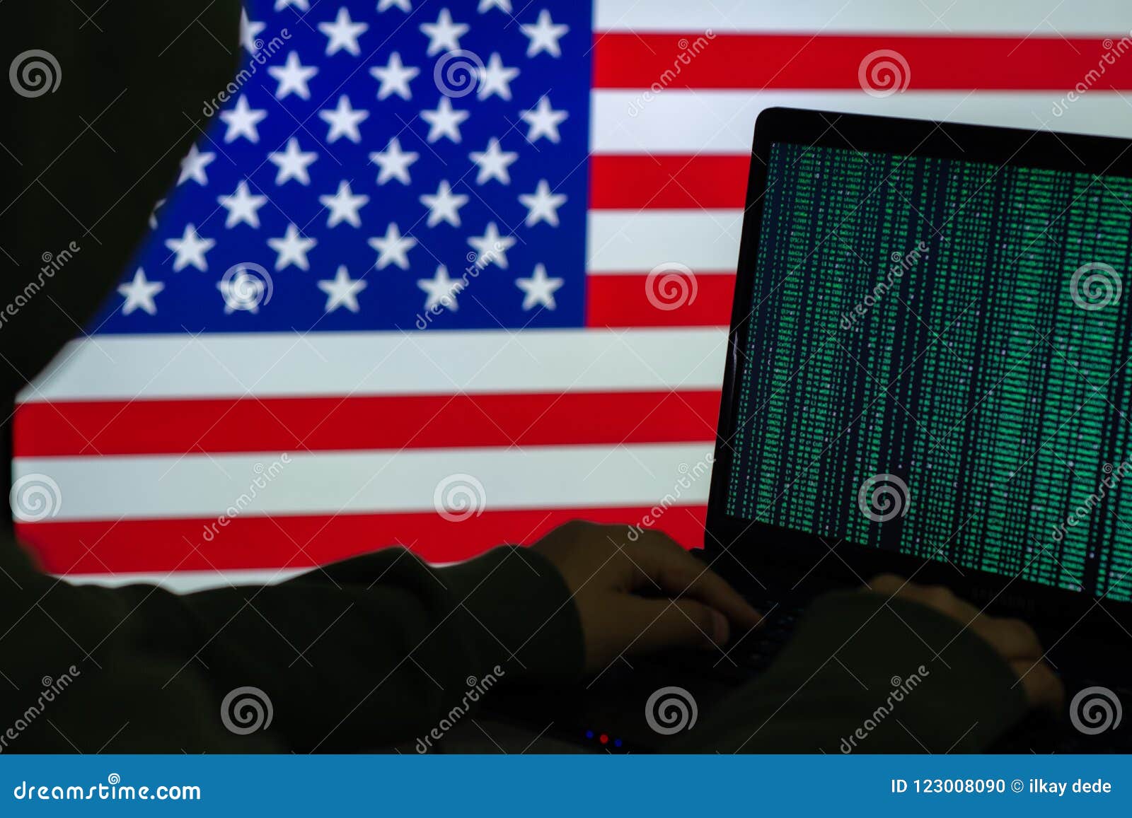 Country Flags and Cyber Attack Concept Stock Photo - Image of laptop ...