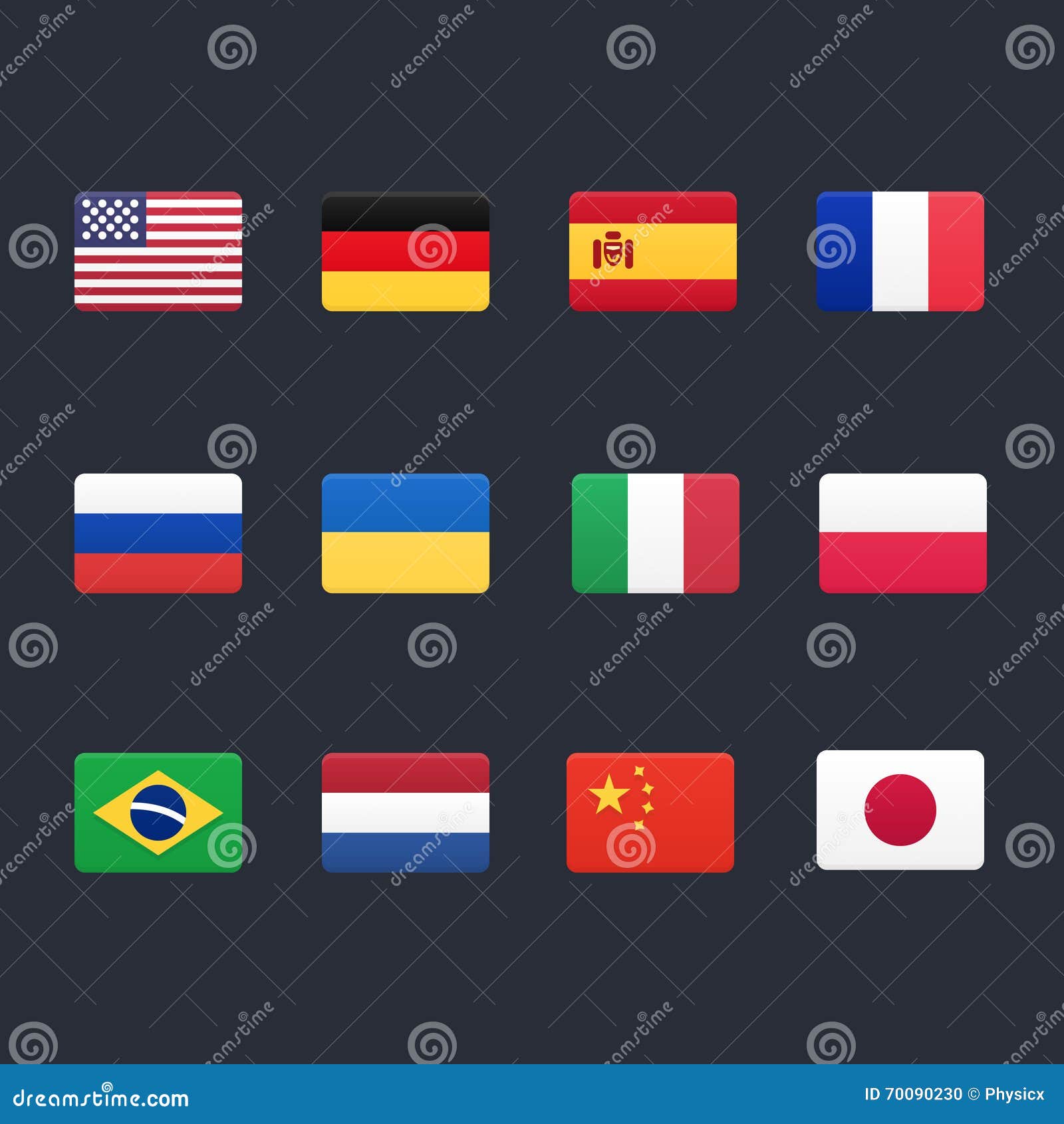 Country Flags icons stock vector. Illustration of france - 70090230