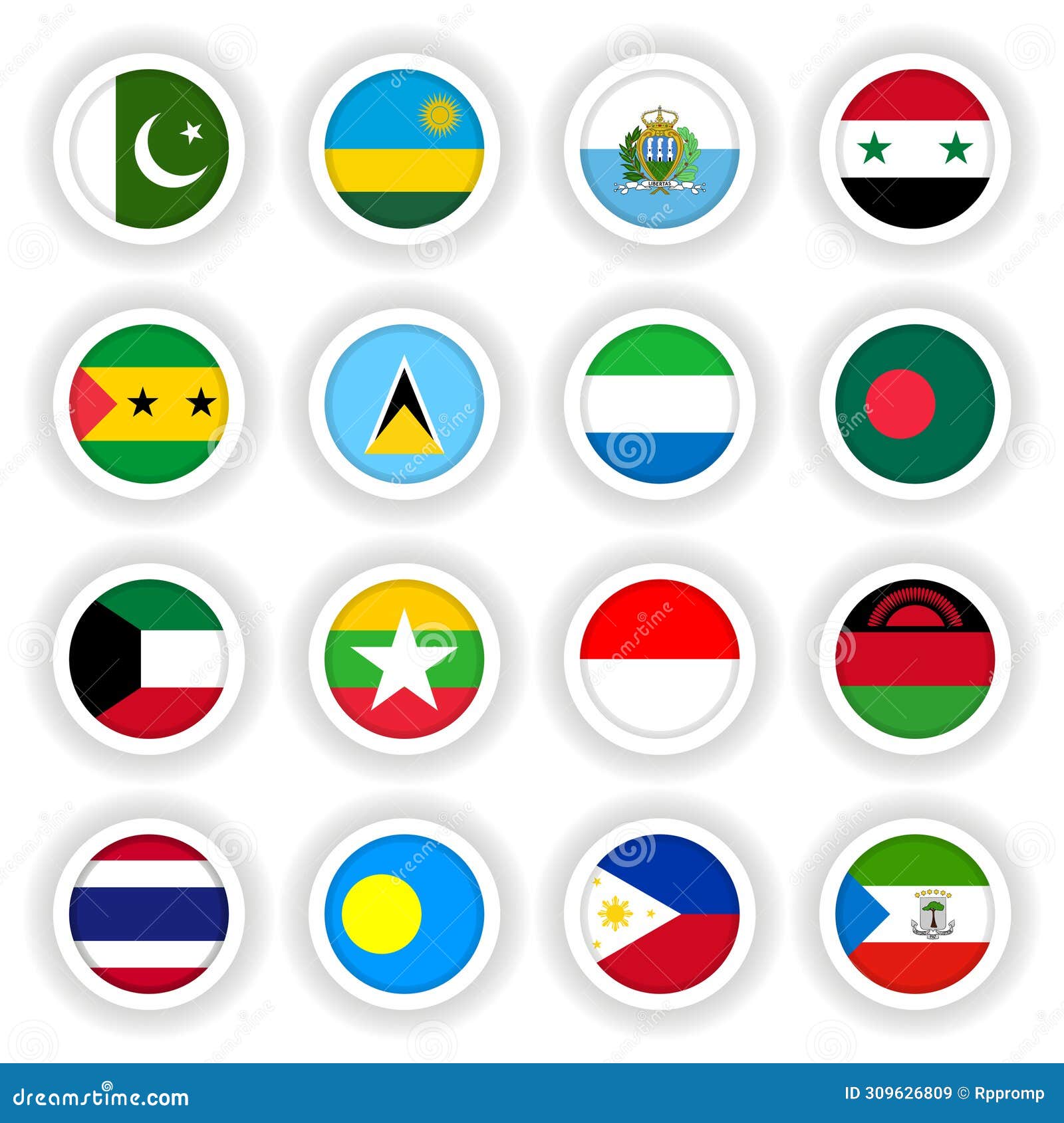 Country Flags in Round Button Stock Vector - Illustration of button ...