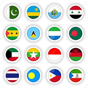 Country Flags in Round Button Stock Vector - Illustration of button ...