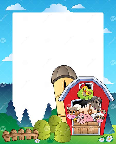 Country Frame with Red Barn 3 Stock Vector - Illustration of farming ...