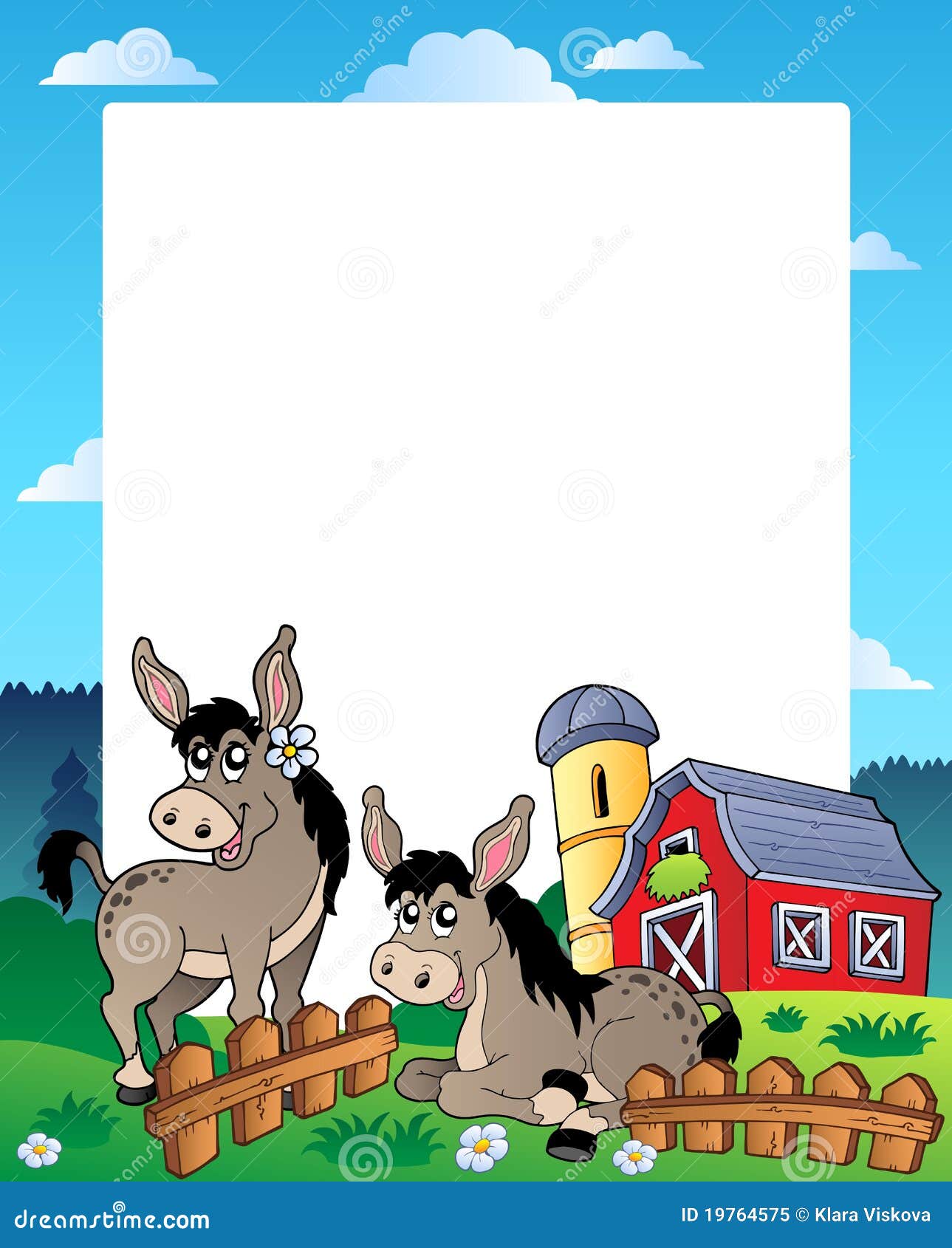 Country Frame with Red Barn 5 Stock Vector - Illustration of draw ...