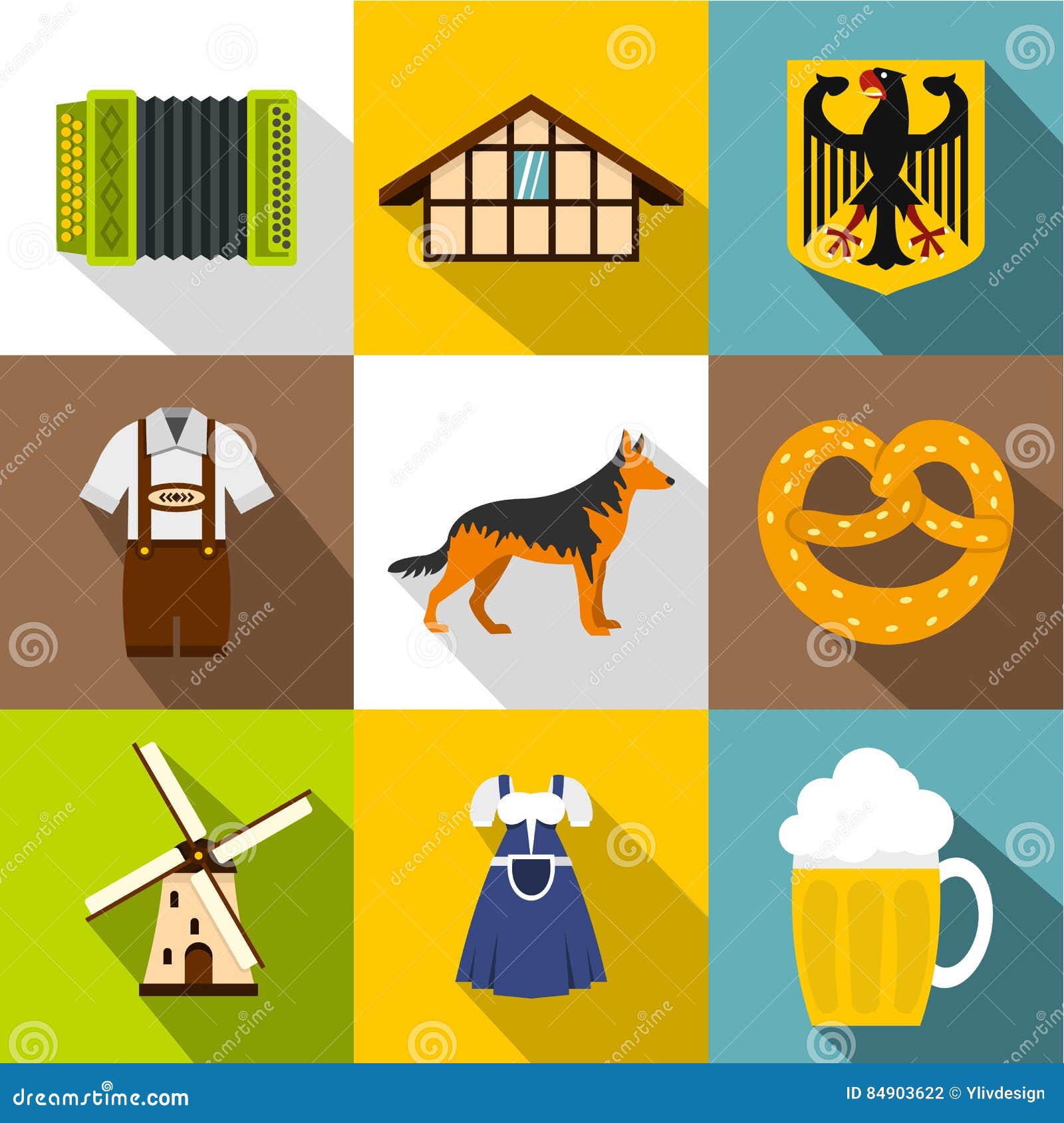 Country Germany Icons Set, Flat Style Stock Vector - Illustration of ...