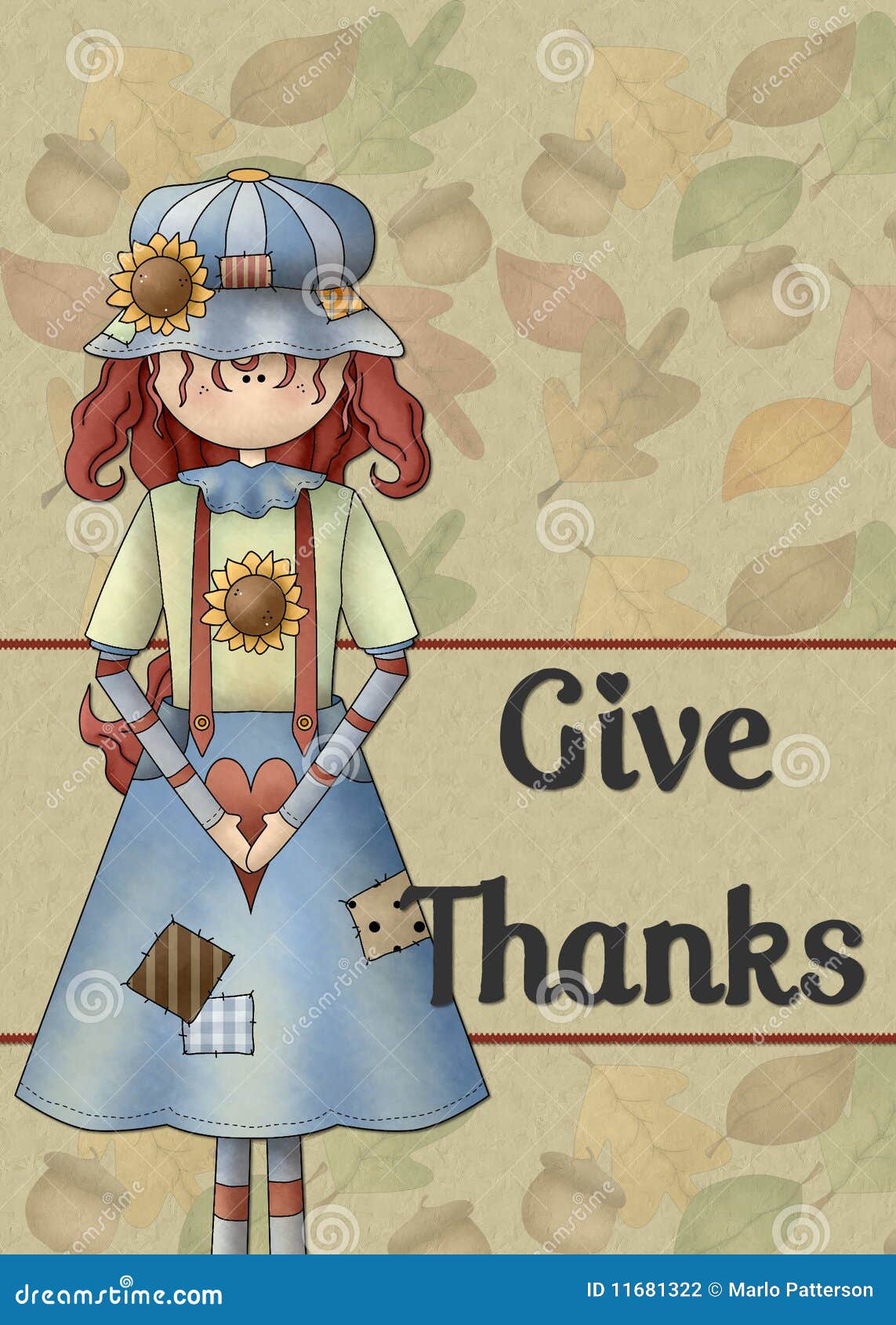 Country Girl Give Thanks Background Stock Illustration - Illustration ...