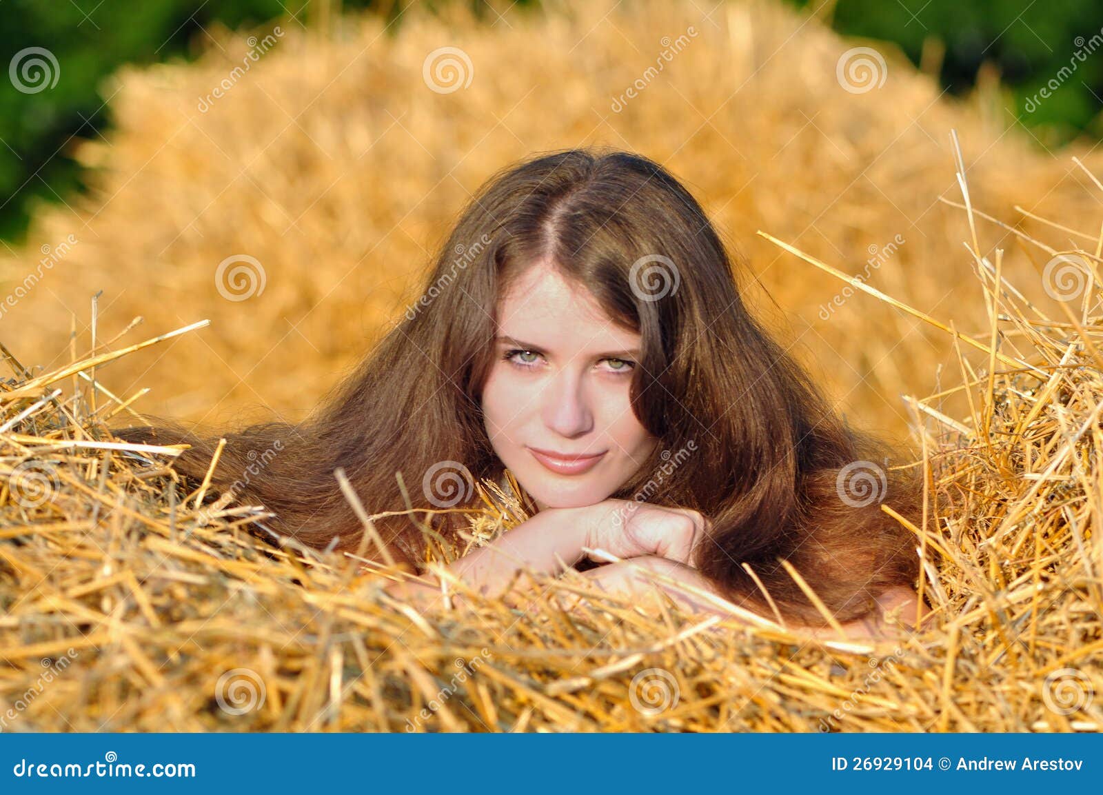 Country girl on hay stock photo. Image of gorgeous, attractive - 26929104