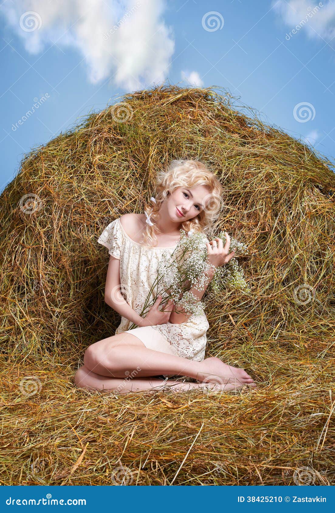 Country girl on hay stock photo. Image of country, cowgirl - 38425210