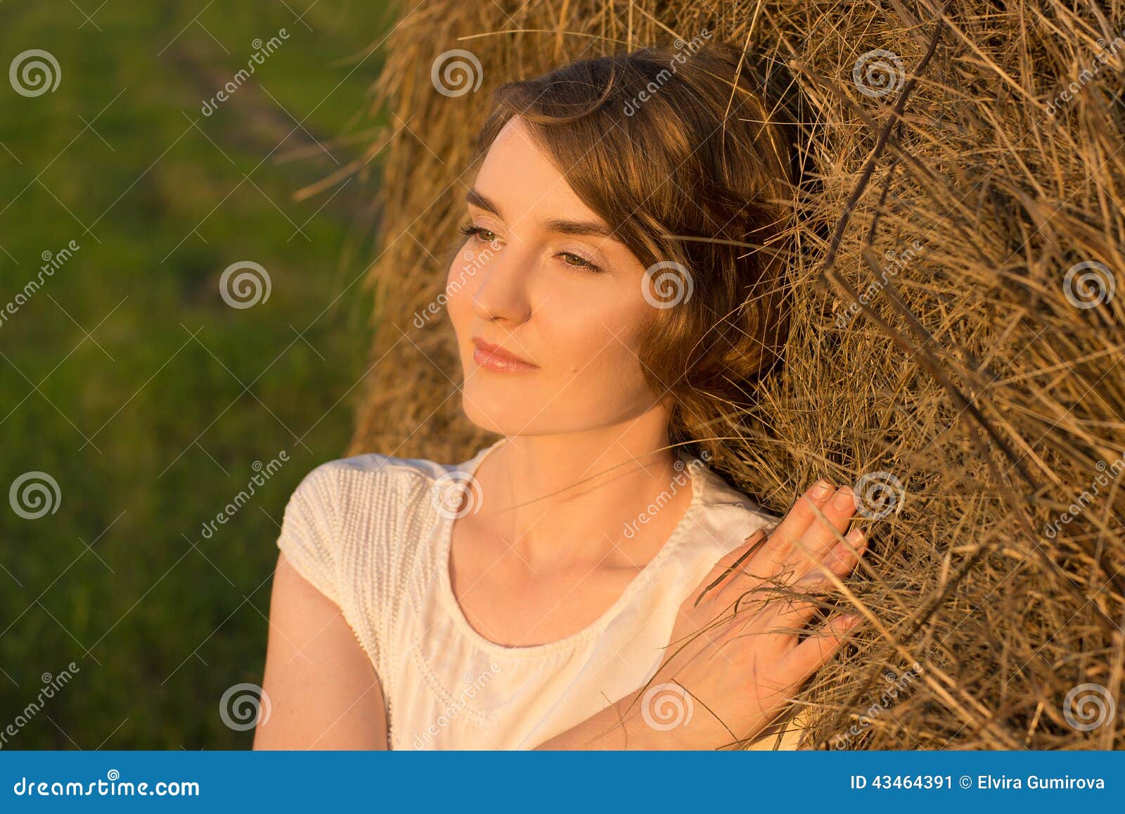 Country girl stock image. Image of village, woman, sunset - 43464391
