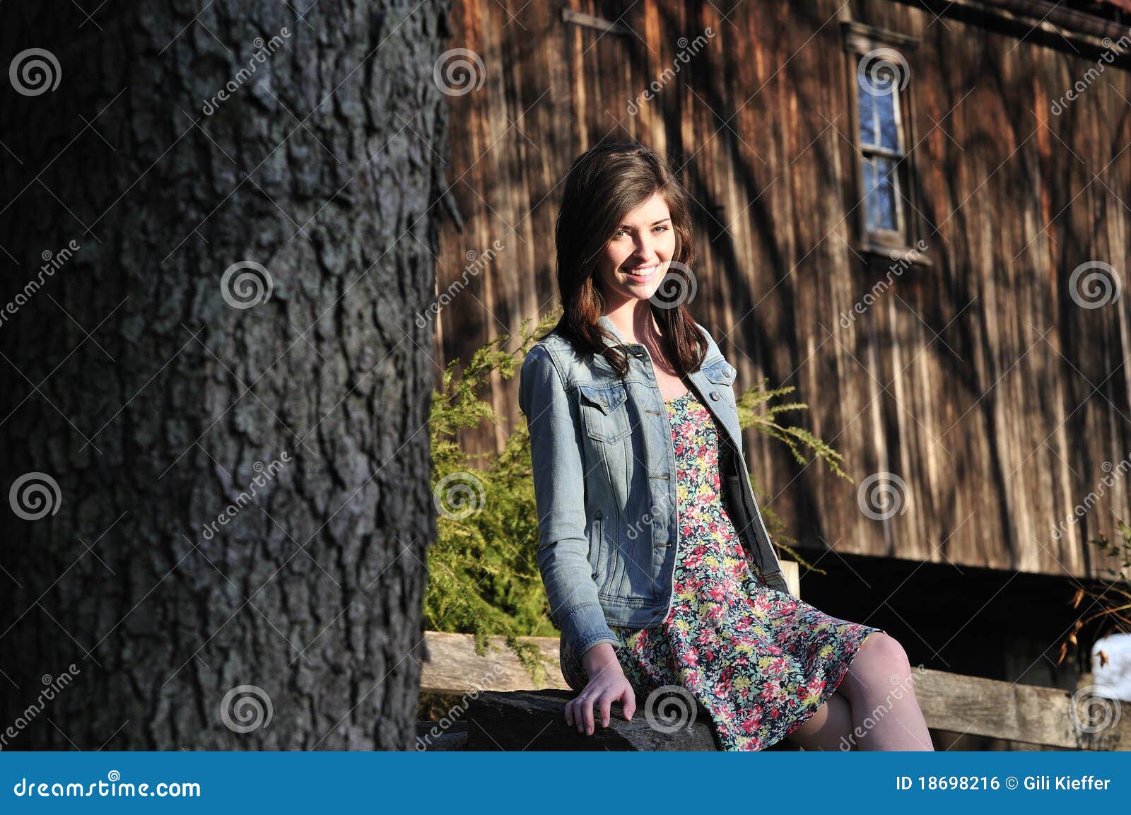 Country girl smiling stock photo. Image of sitting, young - 18698216