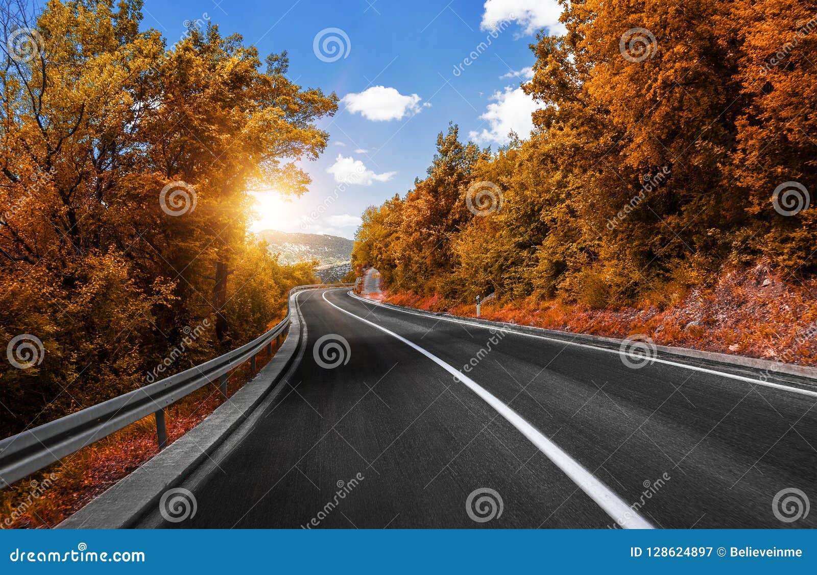Country Highway in the Autumn. Road in the Fall. Stock Image - Image of ...