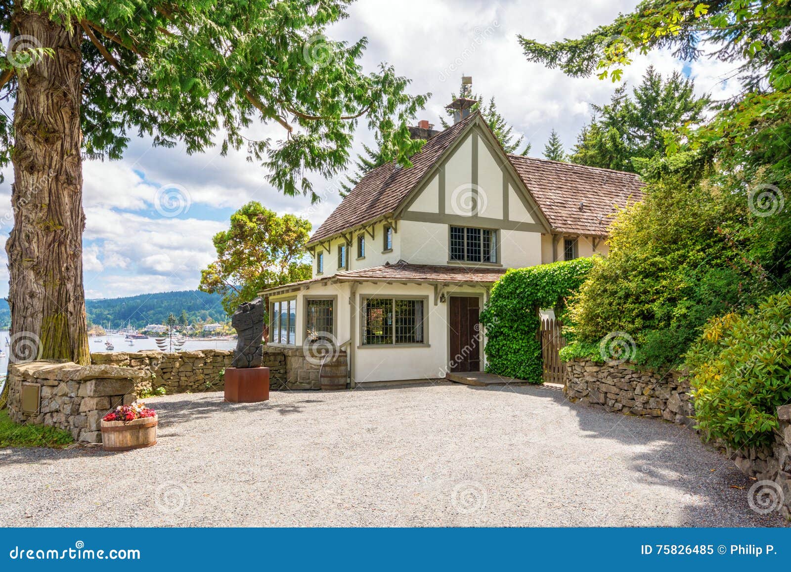 Country Home with an Ocean View Stock Image - Image of cottage, ocean ...