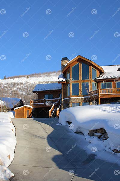 Country home in winter stock image. Image of outside, rustic - 4198197