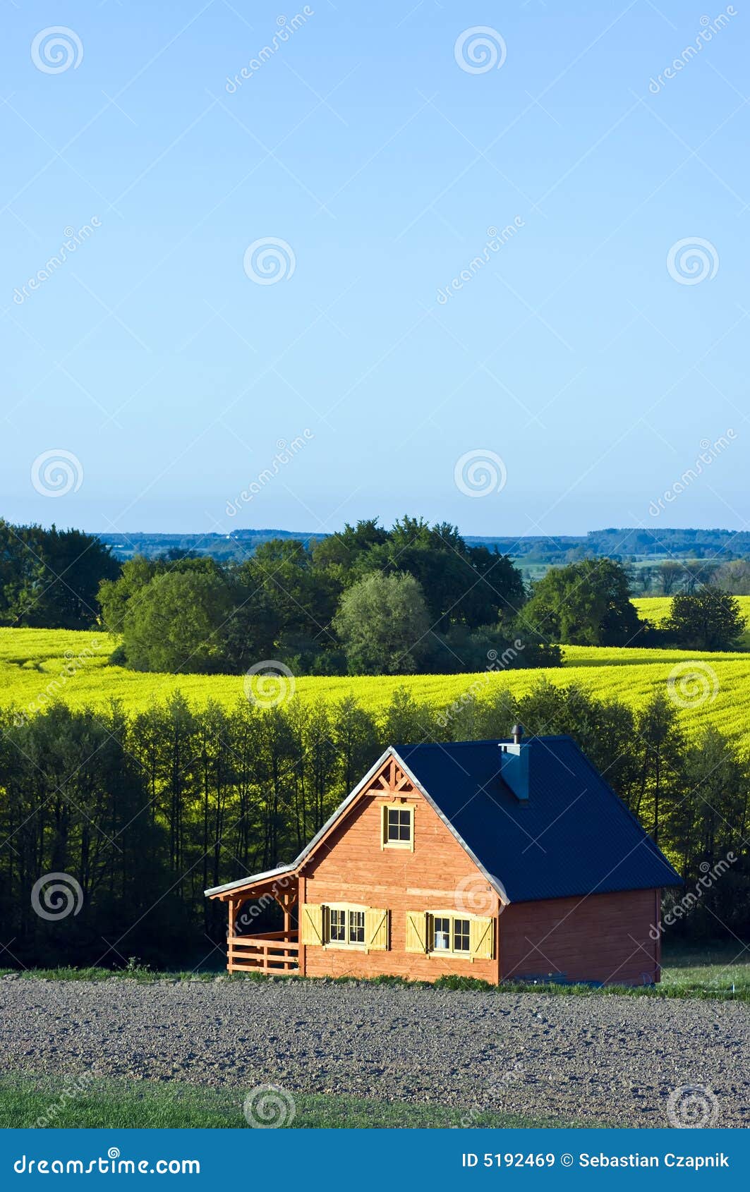 Country house in a field stock image. Image of lodge, loan - 5192469